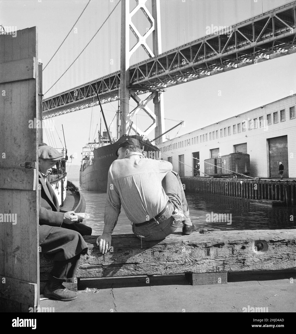 Longshoremen on Lunch Break, Waterfront, San Francisco, California, USA ...