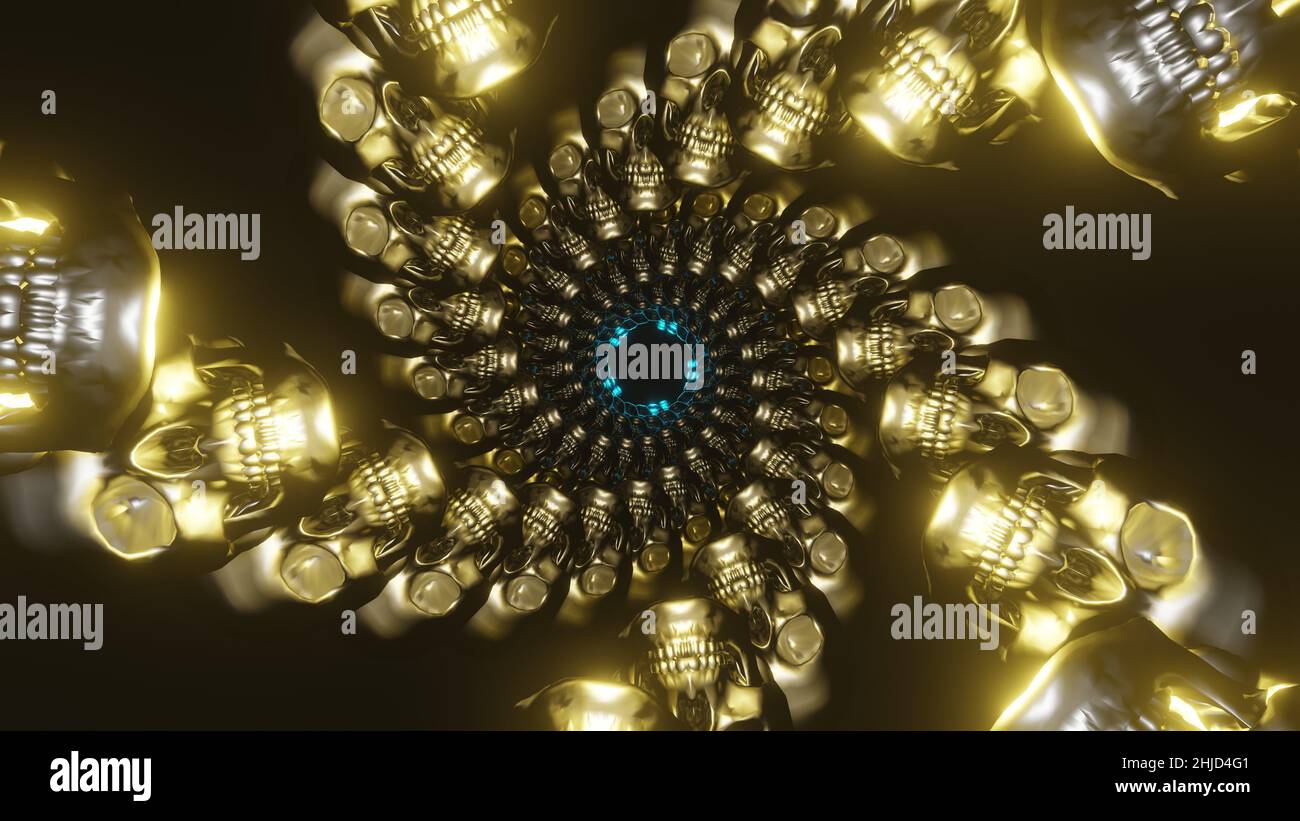 3d render Abstract art of surreal halloween composition with metal ...