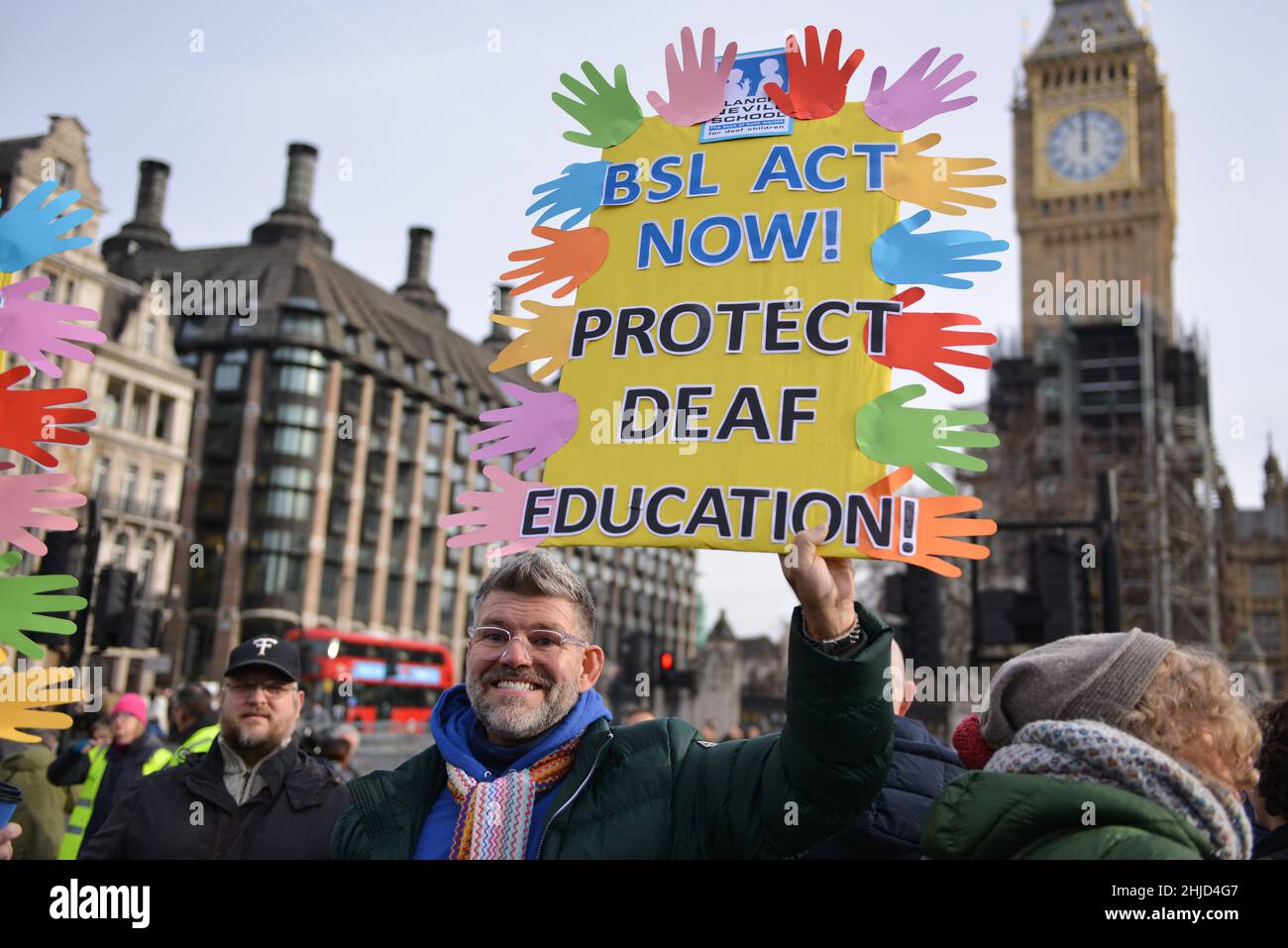 London, England, UK. 28th Jan, 2022. Demonstrator holds a placard ...