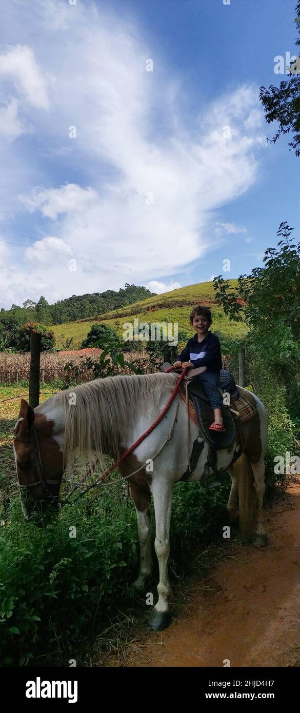Boy riding horse, Minas Gerais, Brazil Stock Photo - Alamy