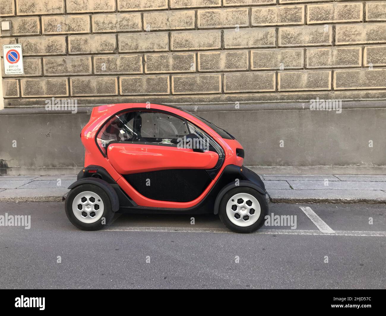 Renault Twizy Etech Electric smart city car parked in Milan, Italy ...