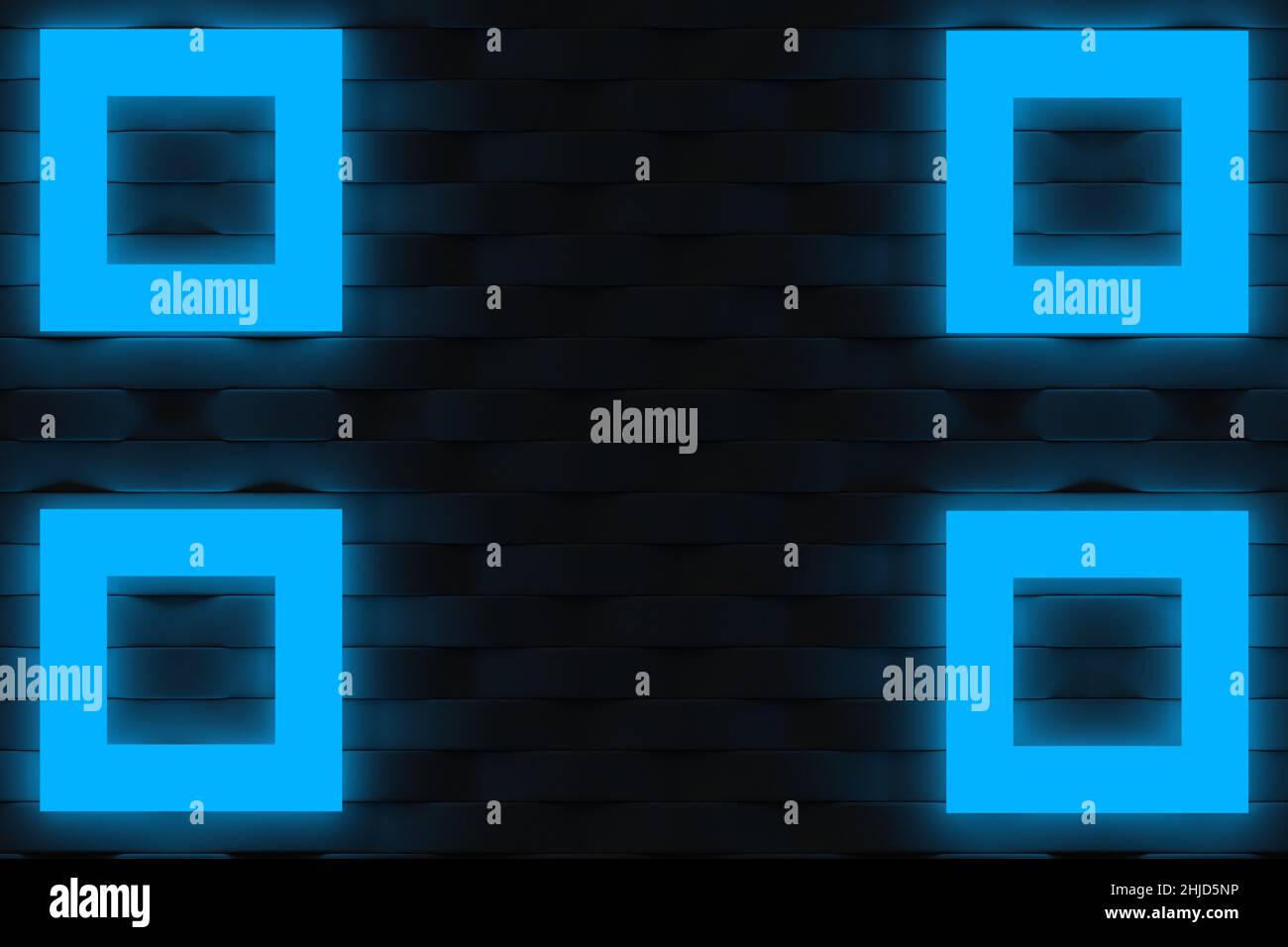 Glowing shapes of squares on wall. Neon effect. Luminous object ...