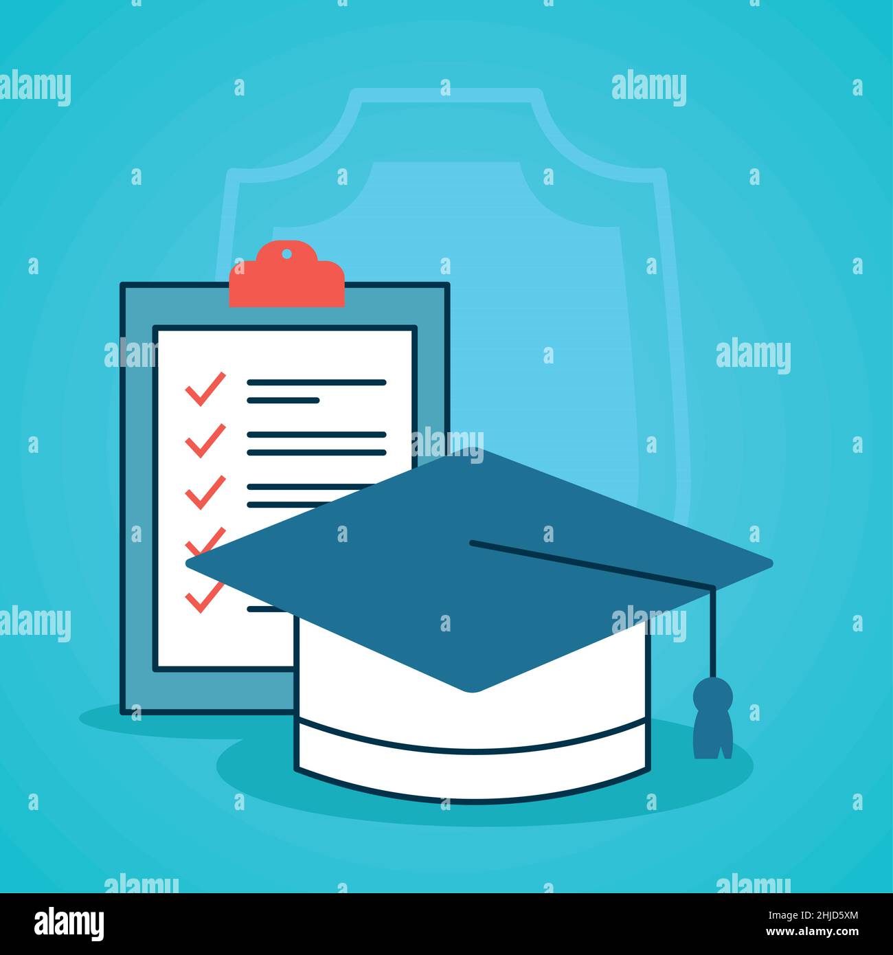 education illustration design with graduation cap and checklist Stock ...