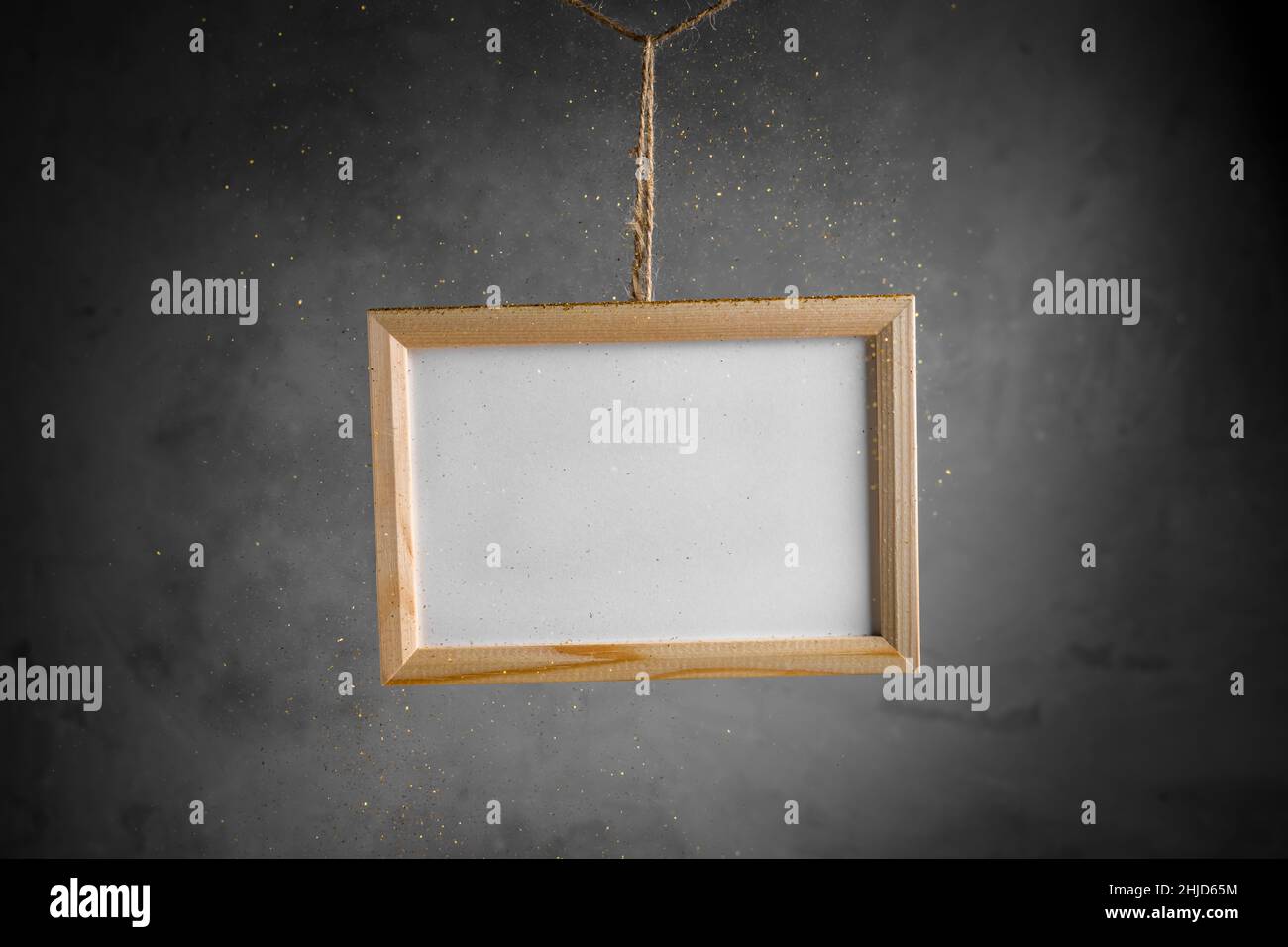 frame with a place for text on grey background. with copy space. gold ...