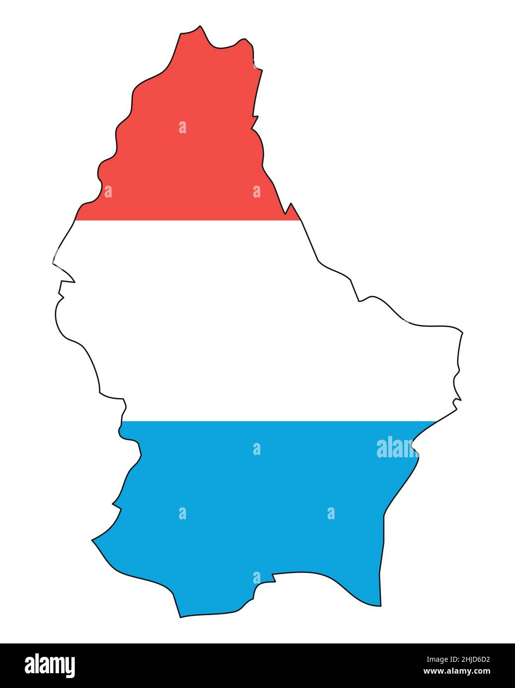 Luxembourg map with flag - outline of a state with a national flag ...