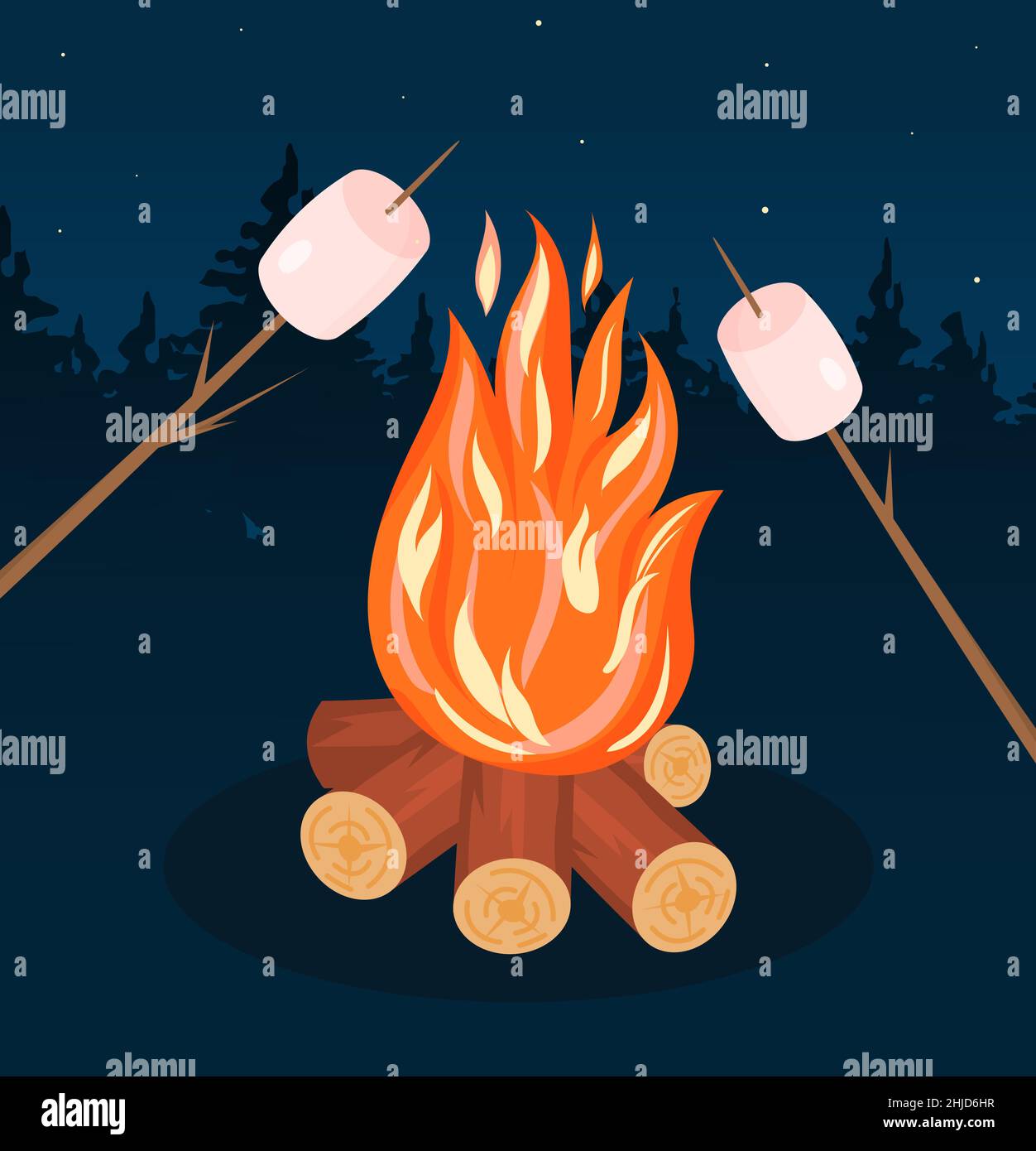 Bonfire with marshmallow concept Stock Vector Image & Art - Alamy
