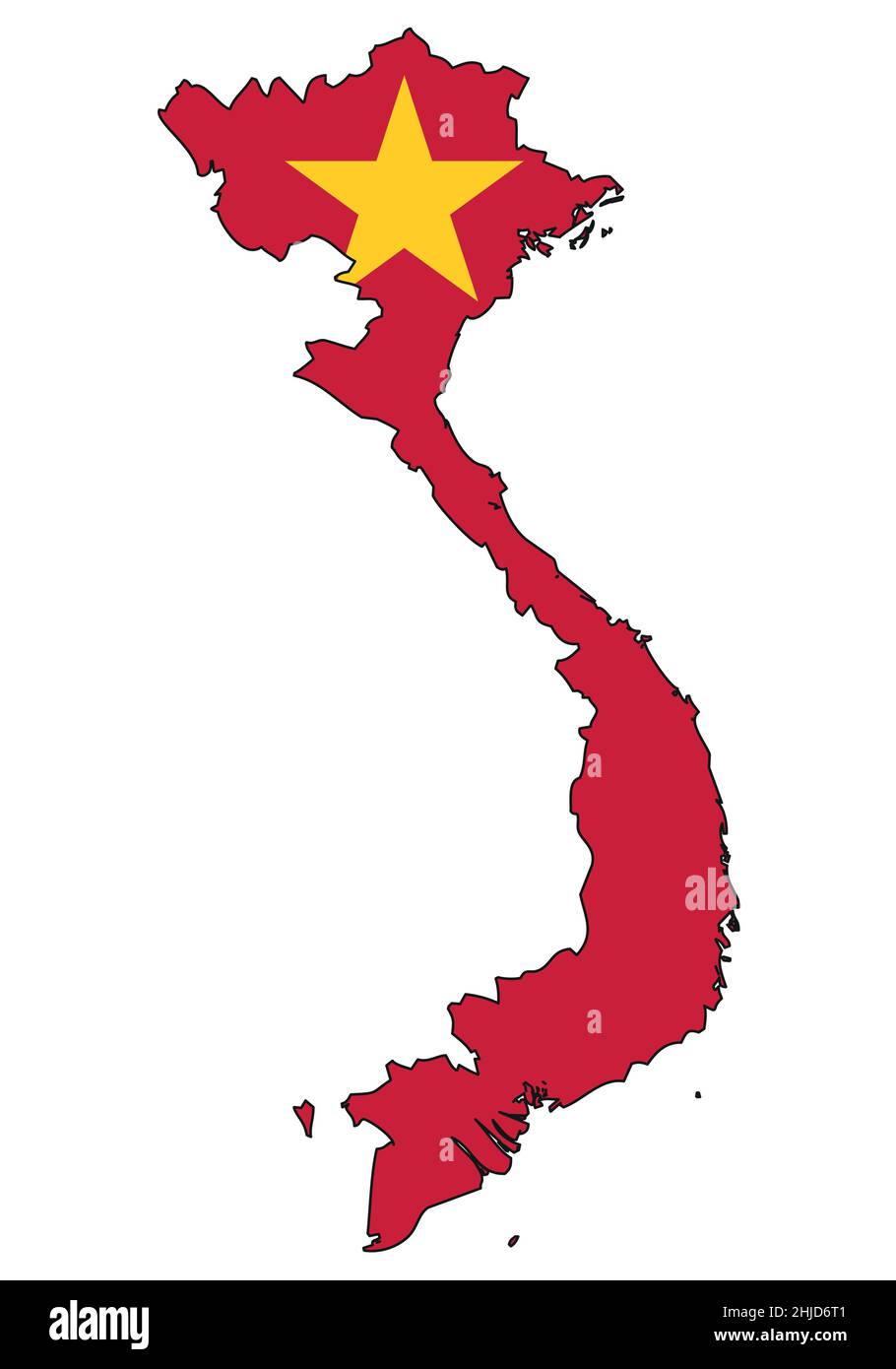 Vietnam map with flag - outline of a state with a national flag Stock ...