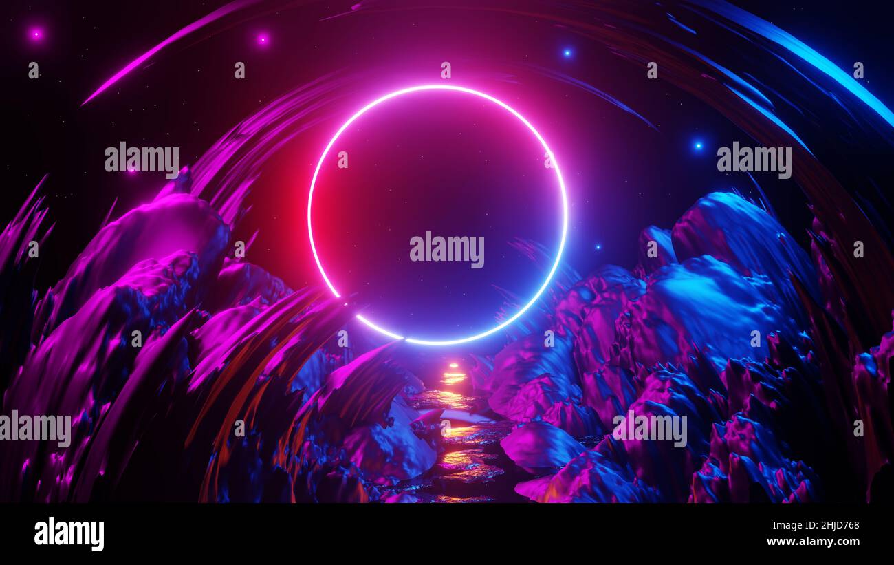 3D rendering. Sci Fi modern futuristic bright background with round ...