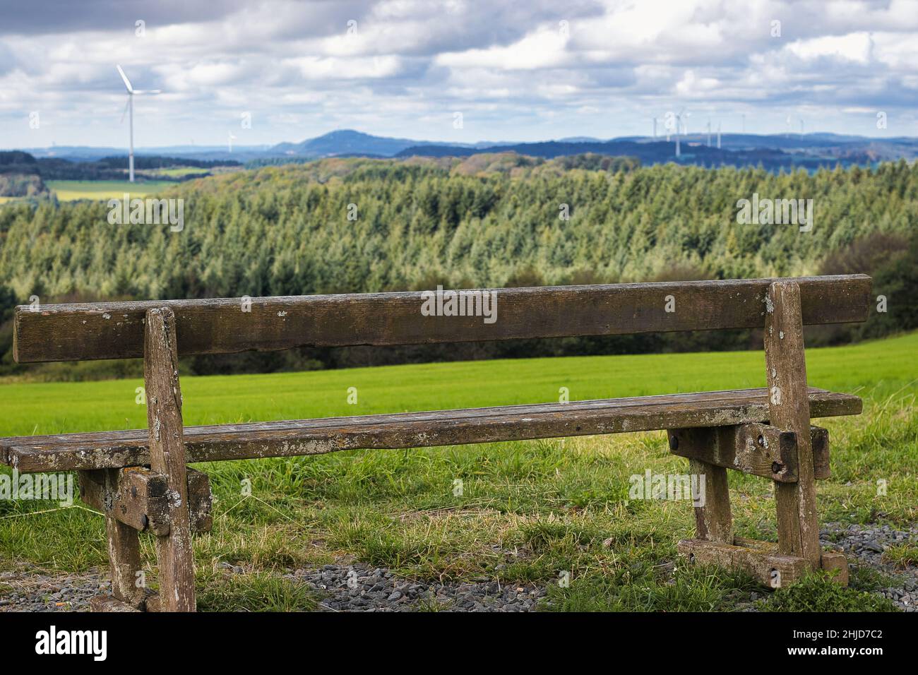Bench on mountain Stock Photo - Alamy