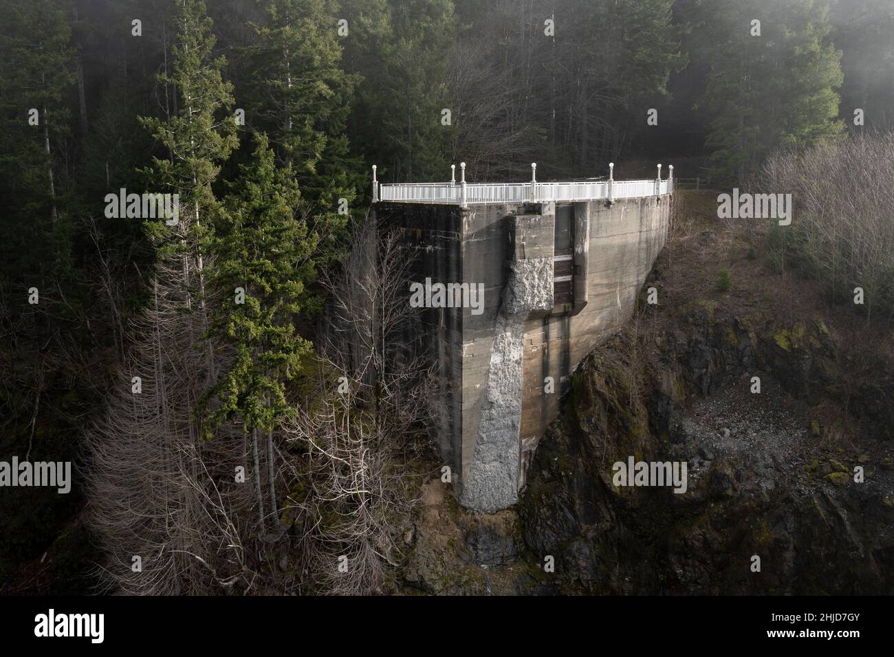 View of the remains of the Glines Canyon Dam on the Elwha River in ...