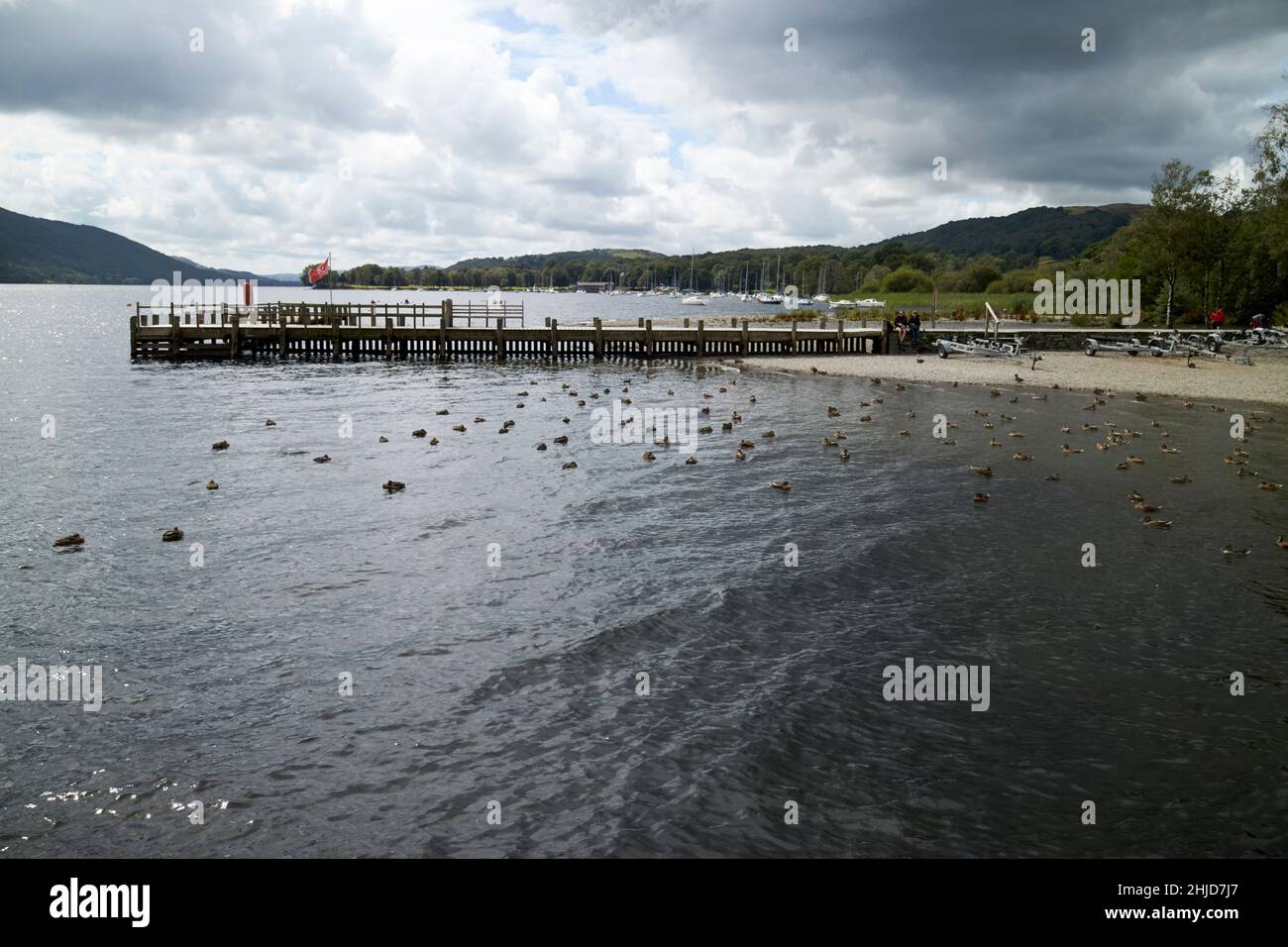 coniston ferry landing beach on coniston water lake district, cumbria ...