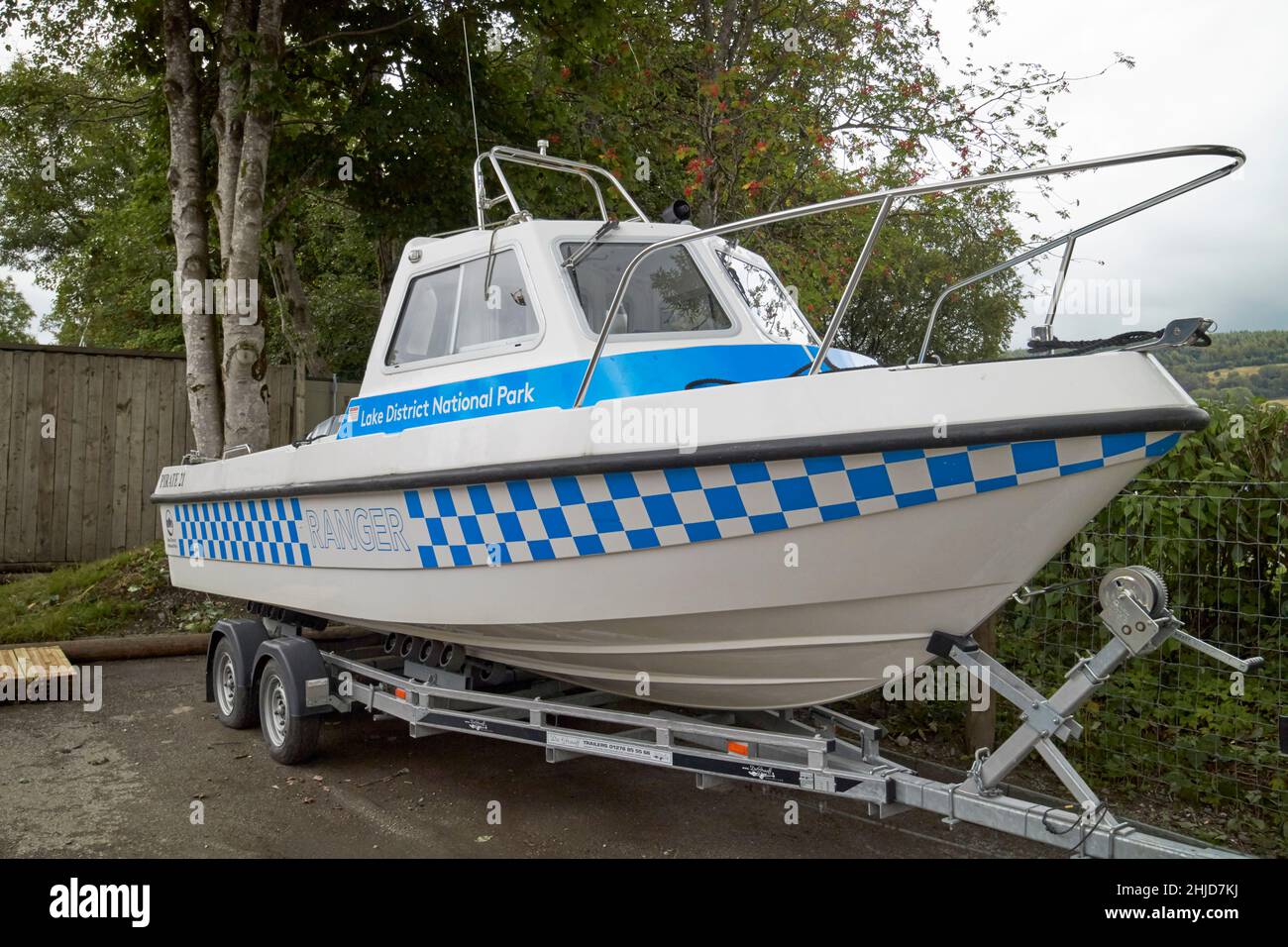 lake district national park ranger boat on trailer out of water ...