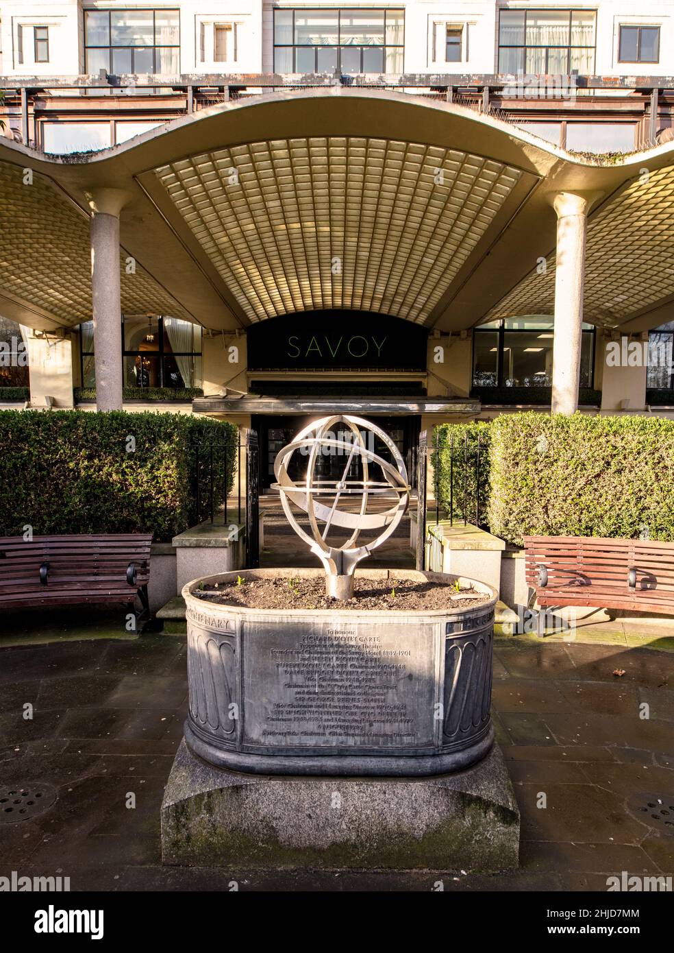 Rear entrance to the Savoy, a luxury hotel in London; designed by ...