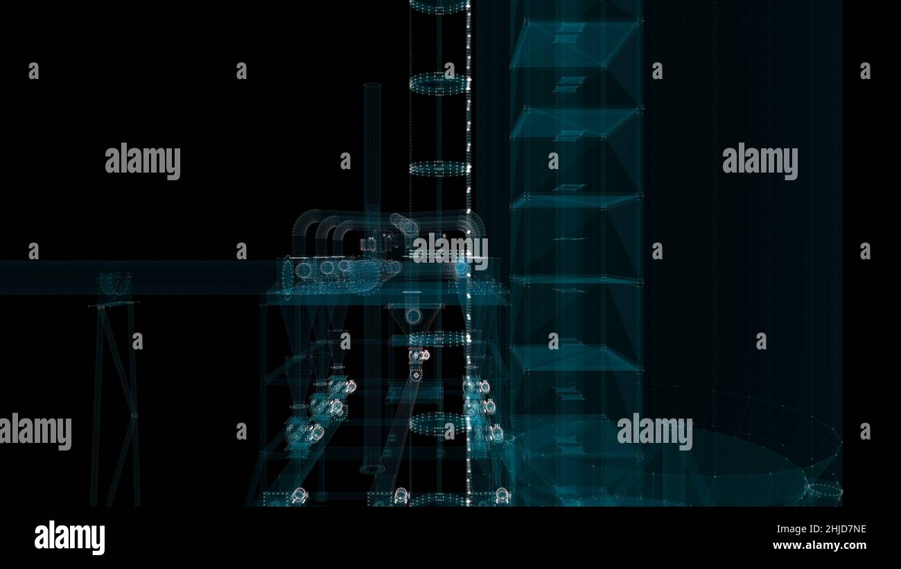 Particle hologram industrial equipment, valves, pipes and sensors Stock ...