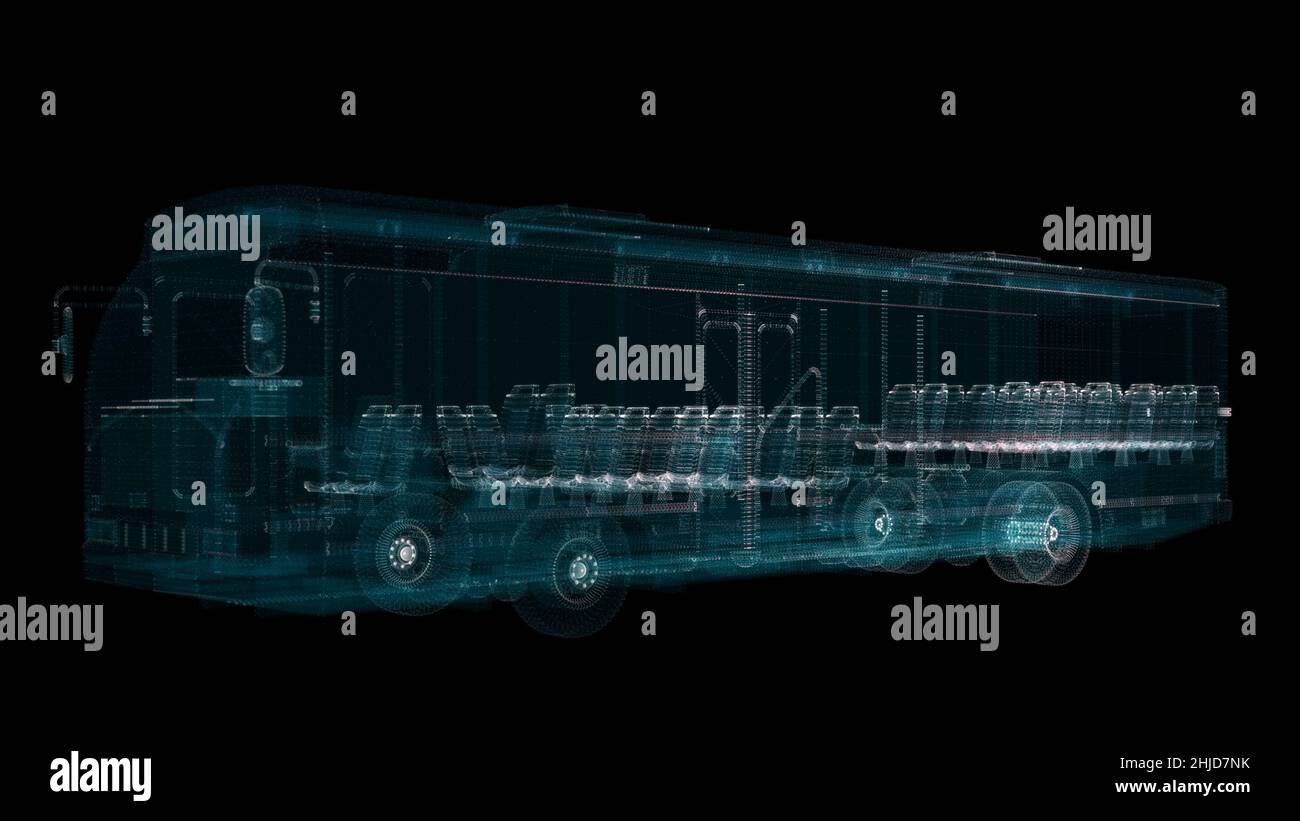 Electric Smart Bus Hologram. Transport, Eco and Technology Concept ...