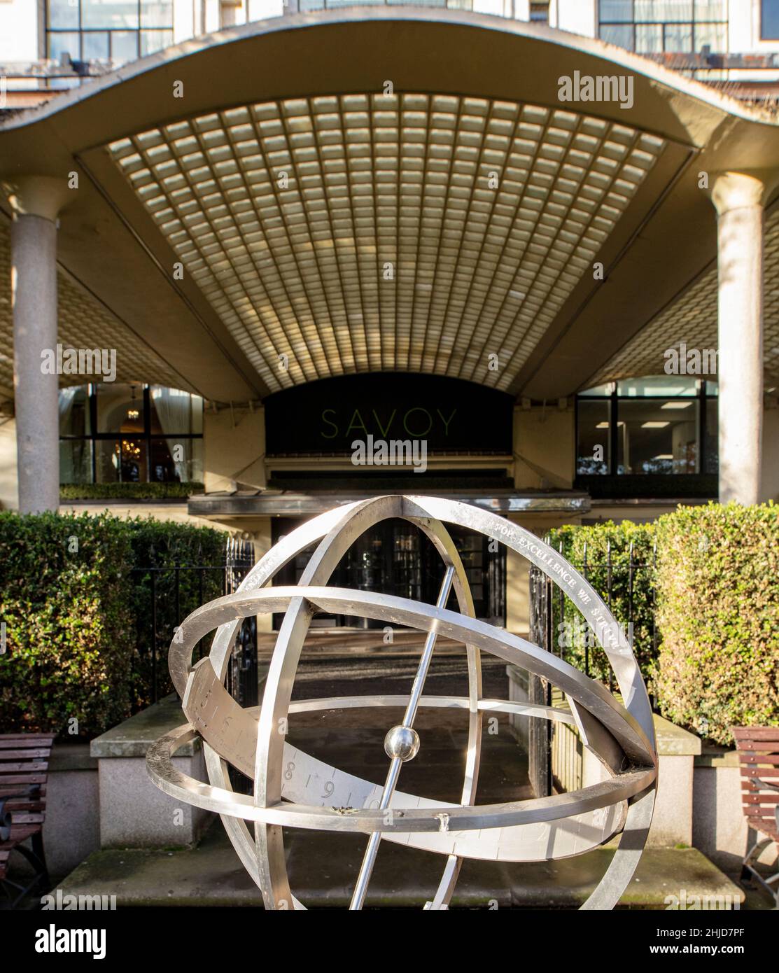 Rear entrance to the Savoy, a luxury hotel in London; designed by ...