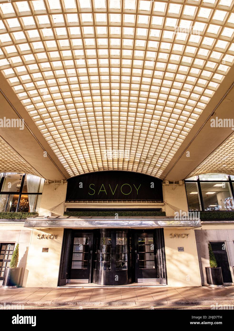 Rear entrance to the Savoy, a luxury hotel in London; designed by ...