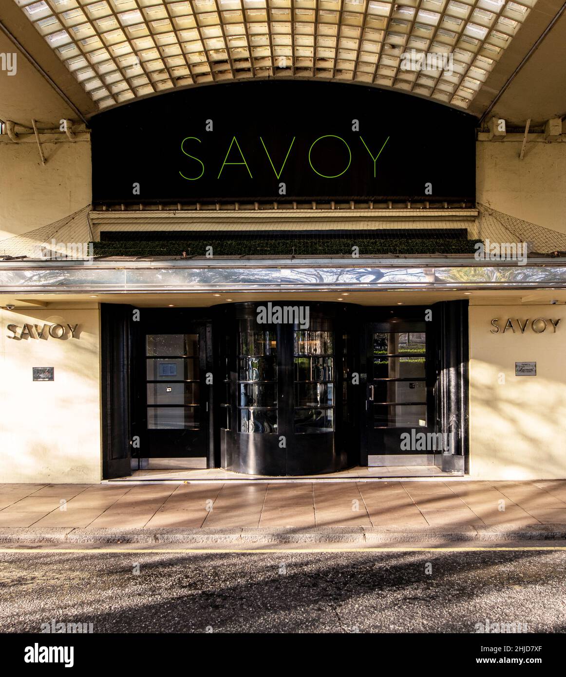 Rear entrance to the Savoy, a luxury hotel in London; designed by ...
