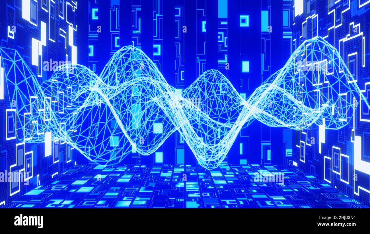 3D Render. Abstract technology big data background concept. Motion of digital data flow ...