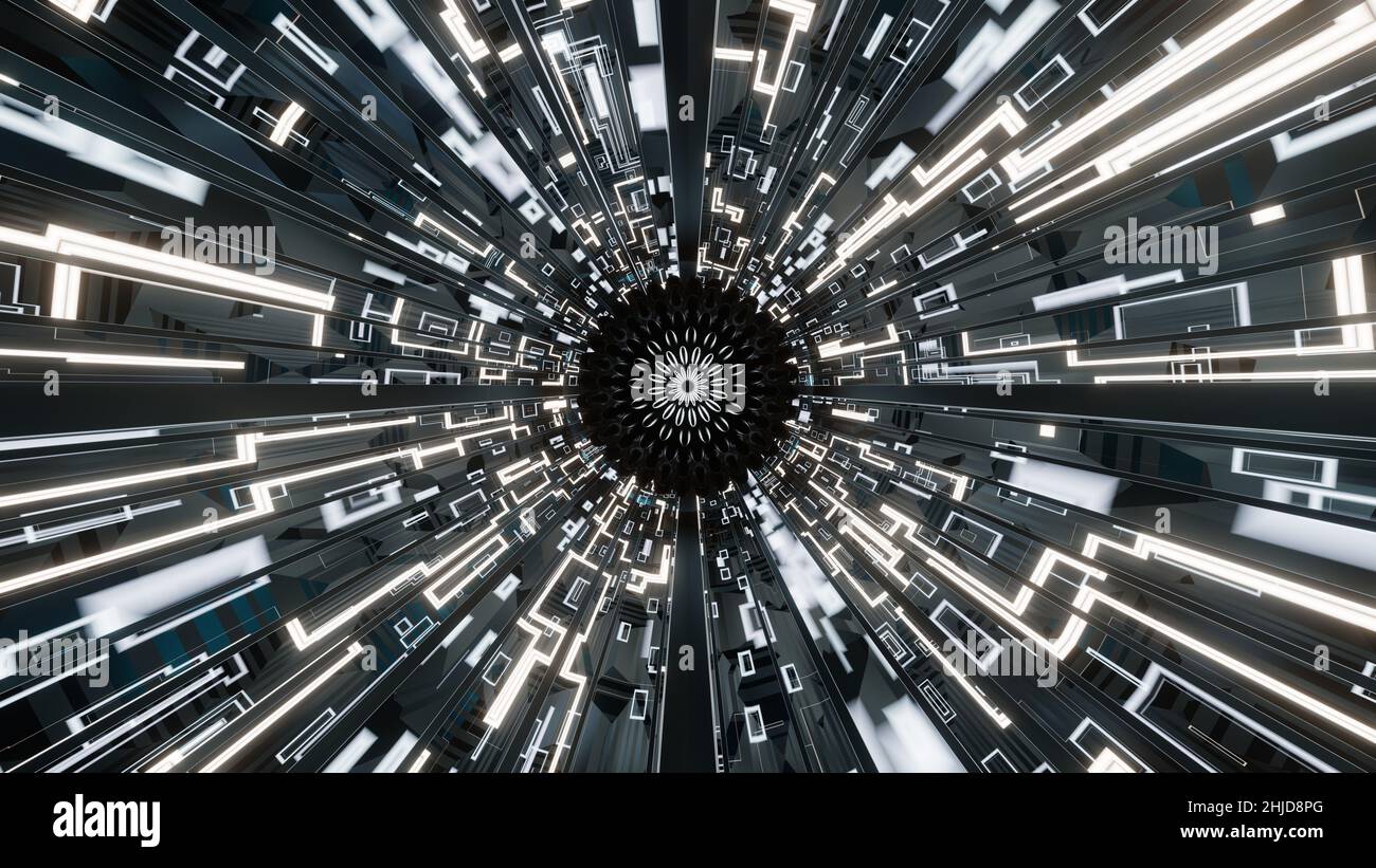 3D Render. Abstract technology big data background concept. Motion of ...