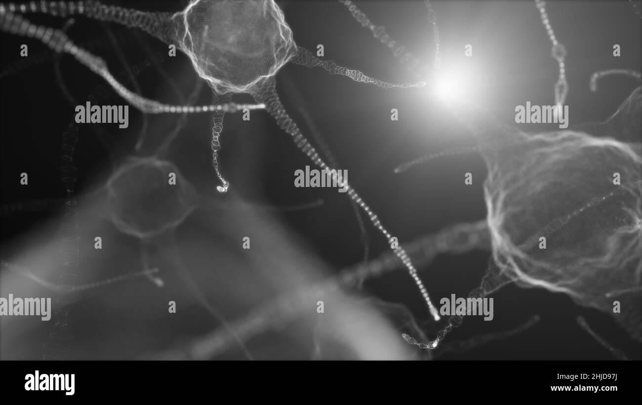 Neuronal network of neuron cells. 3D illustration Stock Photo - Alamy