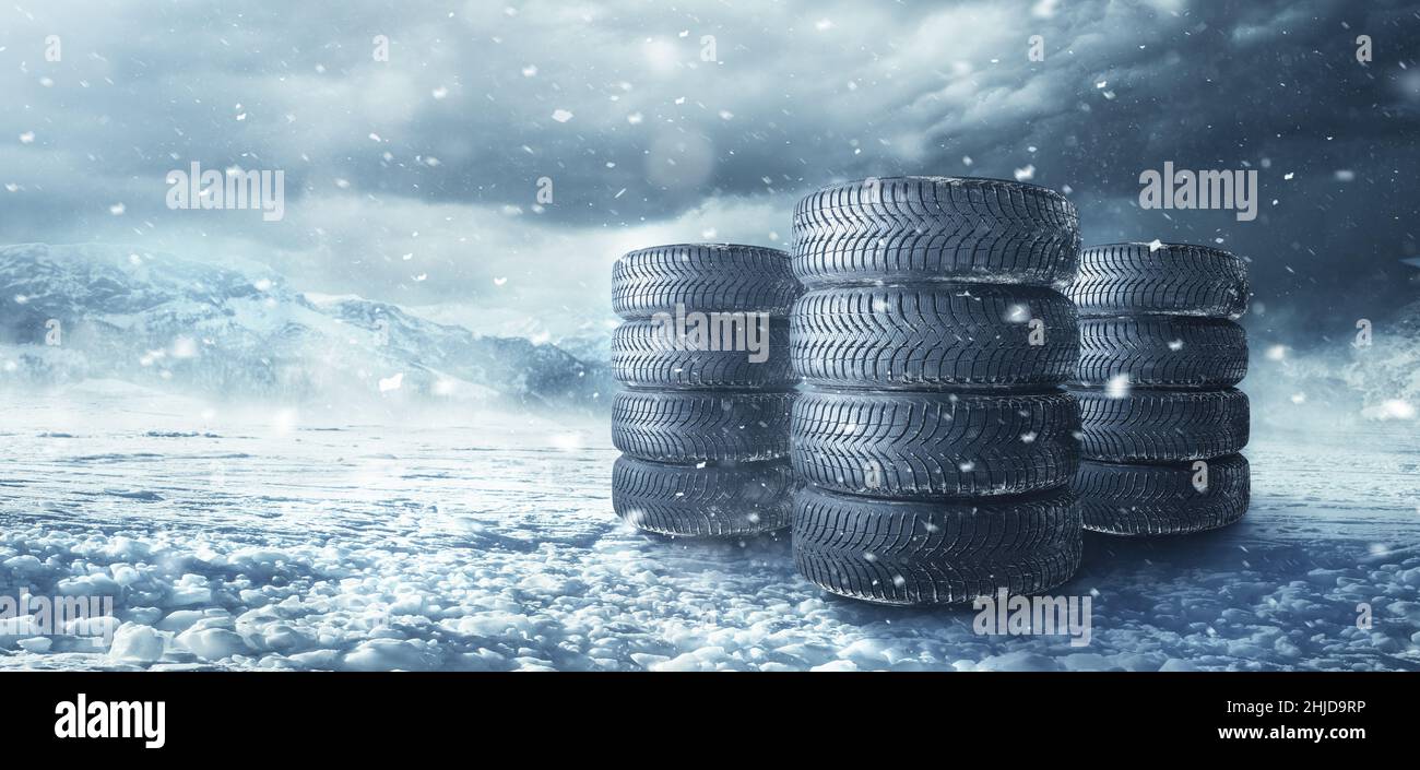 Car tires on the road Stock Photo - Alamy