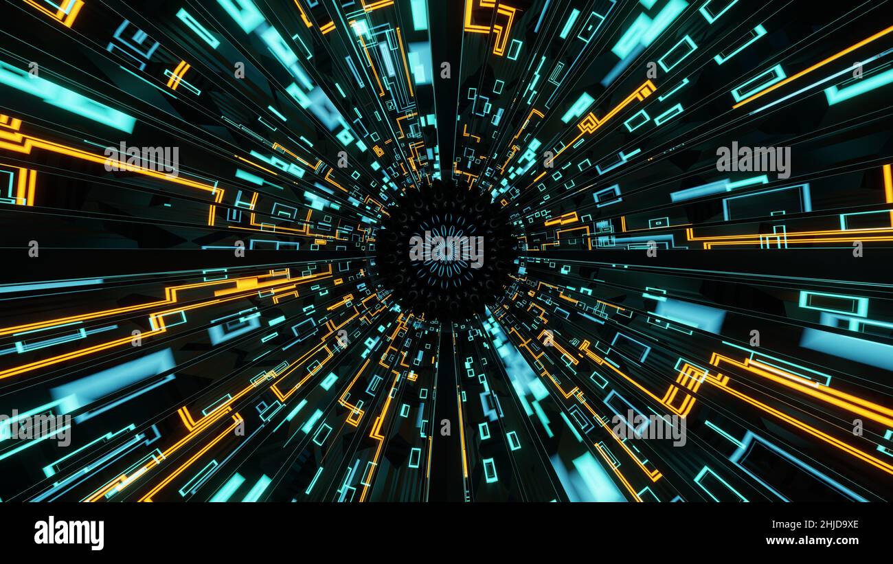 3D Render. Abstract technology big data background concept. Motion of ...