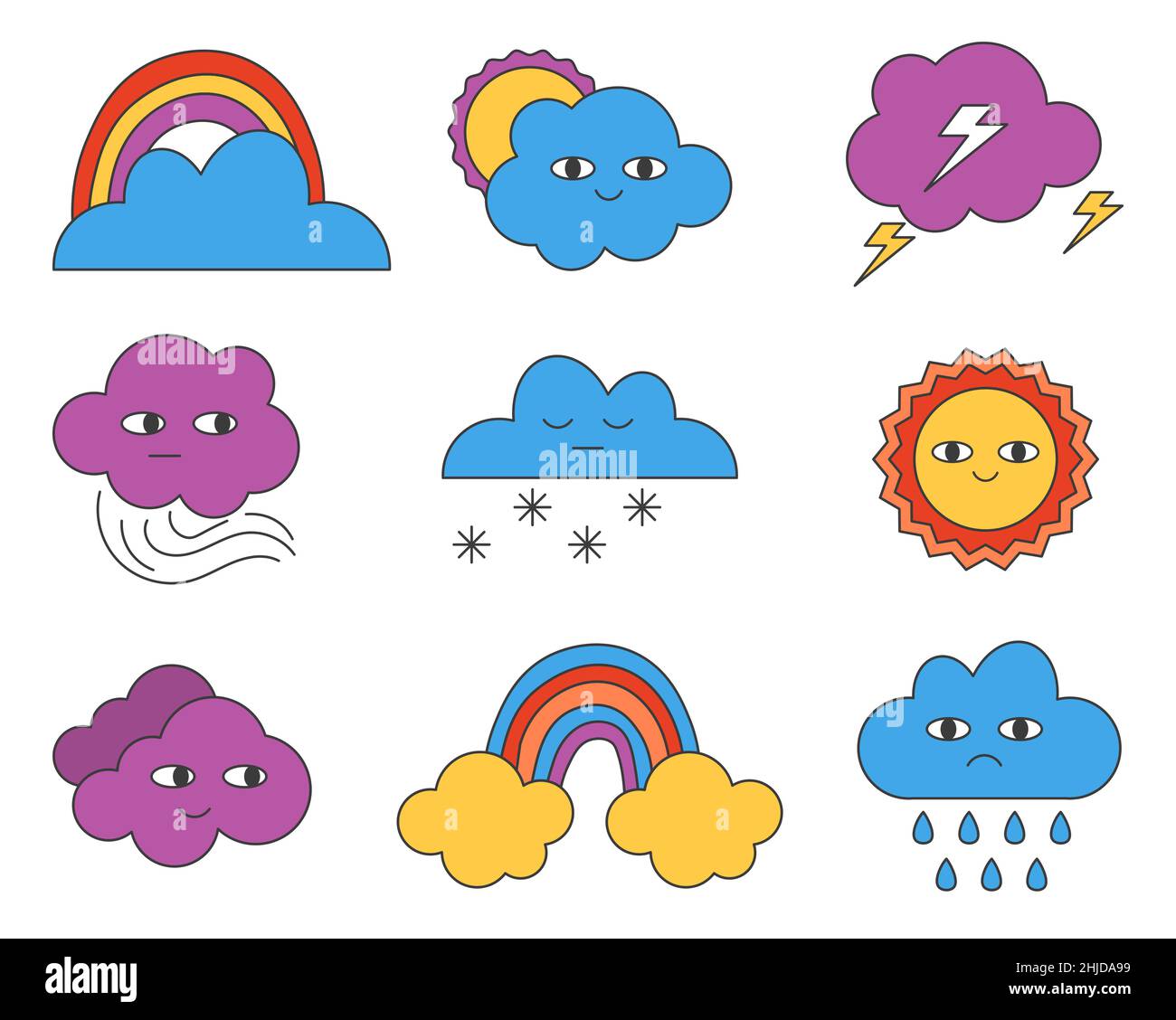 Cloud rainbow kawaii weather Cut Out Stock Images & Pictures - Alamy
