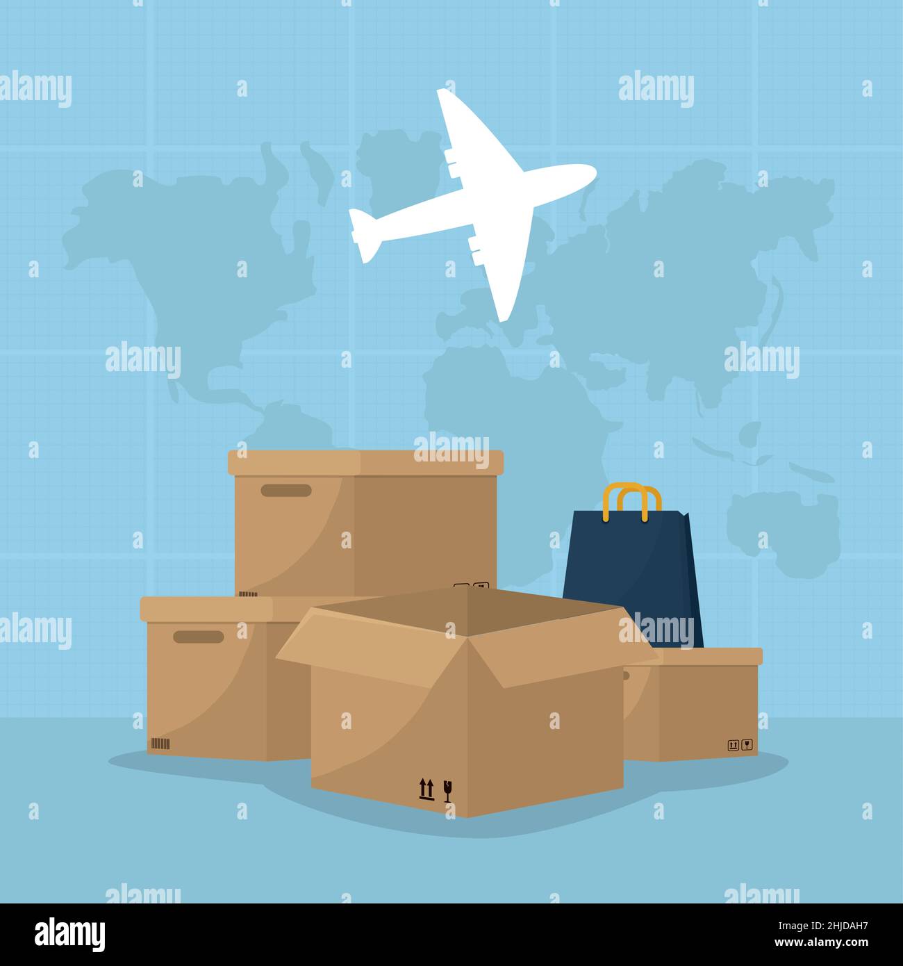 world delivery design with boxes and airplane Stock Vector Image & Art ...