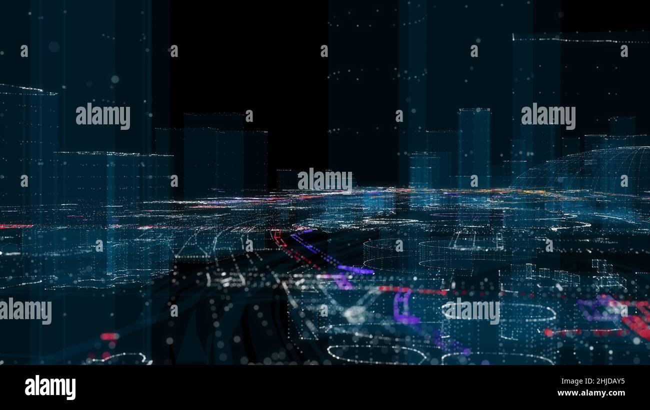 Futuristic Smart Digital City. Smart City And Technology Business Concept Stock Photo - Alamy