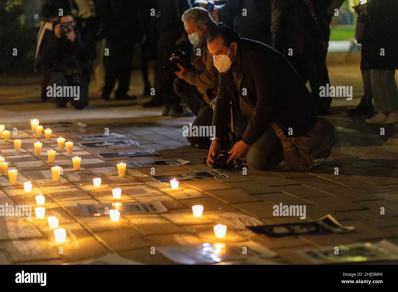 Juarez, Mexico. 25th Jan, 2022. Mexican journalists protest the murder ...