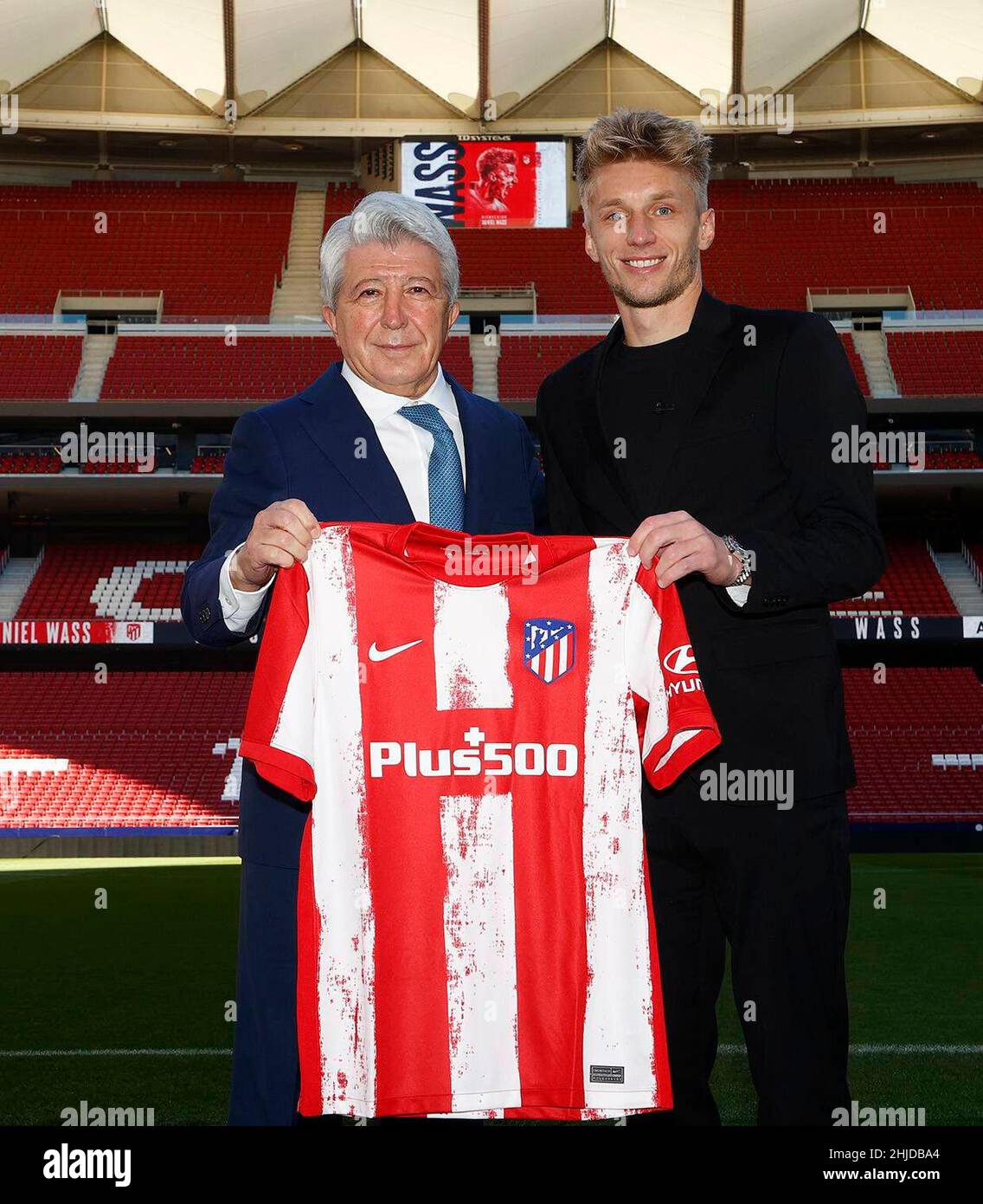 Madrid, Spain. 28th Jan, 2022. Official presentation of Daniel Wass as a new Atletico de Madrid ...