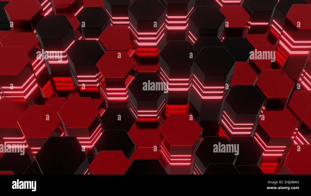 Abstract of futuristic surface hexagon pattern with light rays. Modern ...