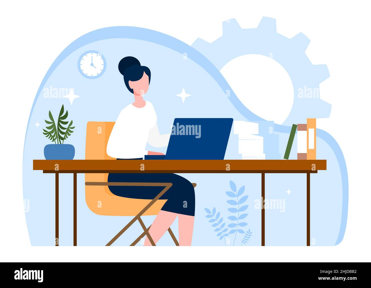 Cheerful business lady sitting Stock Vector Images - Alamy