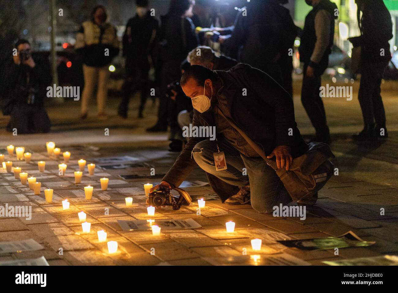 Juarez, Mexico. 25th Jan, 2022. Mexican journalists protest the murder ...