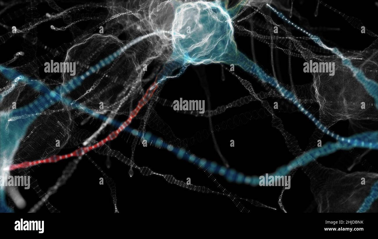 Neuronal network of neuron cells. 3D illustration Stock Photo - Alamy