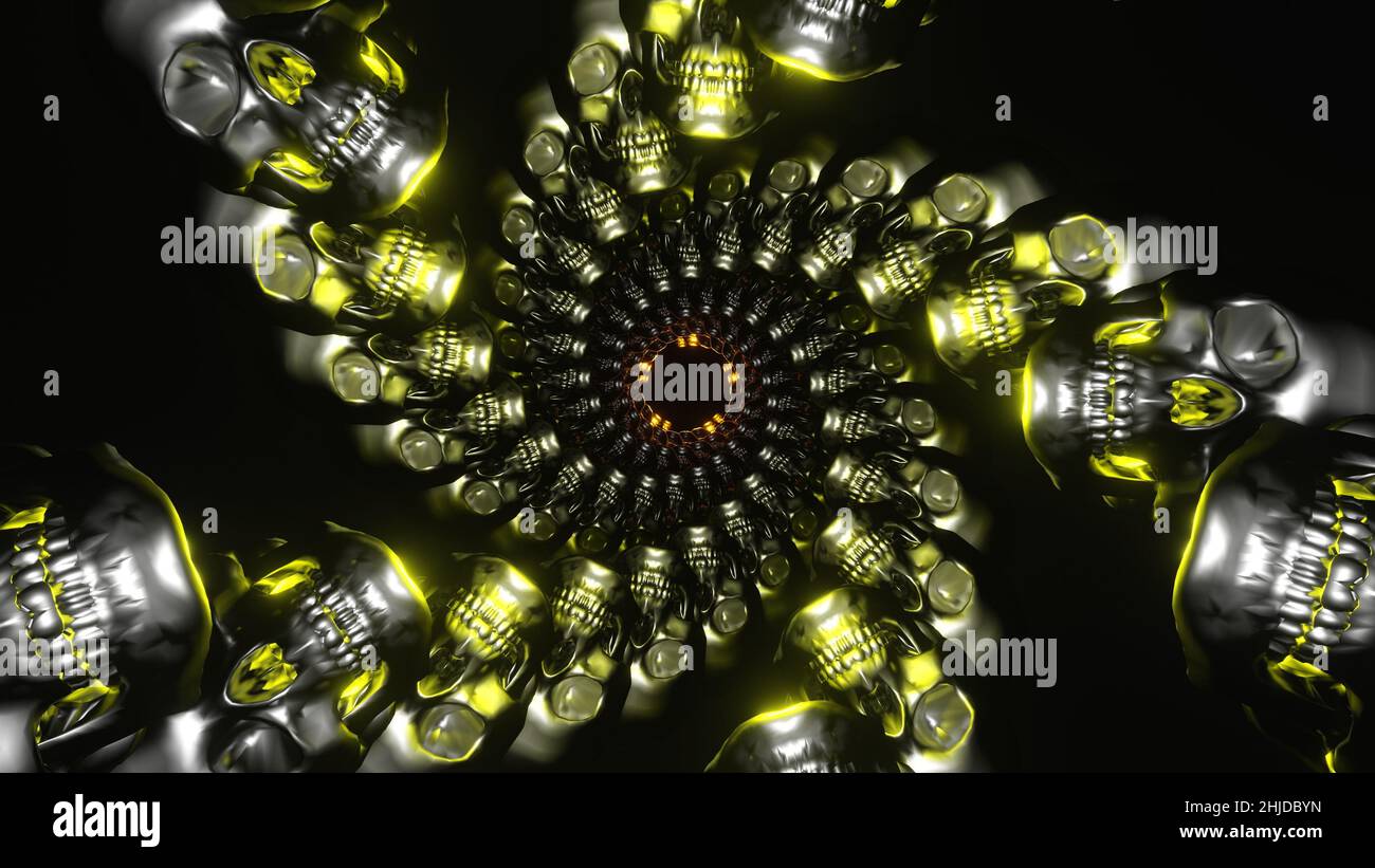 3d render Abstract art of surreal halloween composition with metal ...