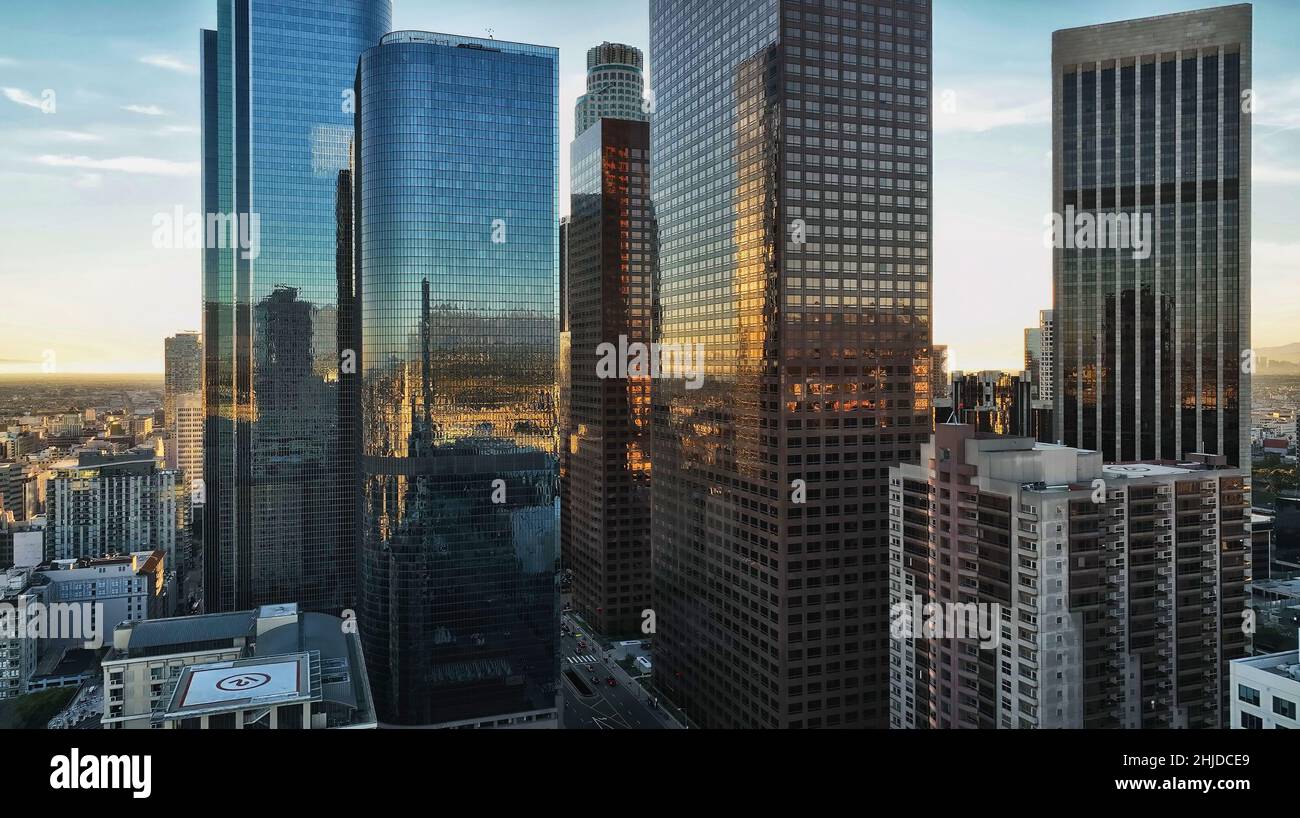 Downtown Los Angeles California. Los Angeles aerial view, business ...