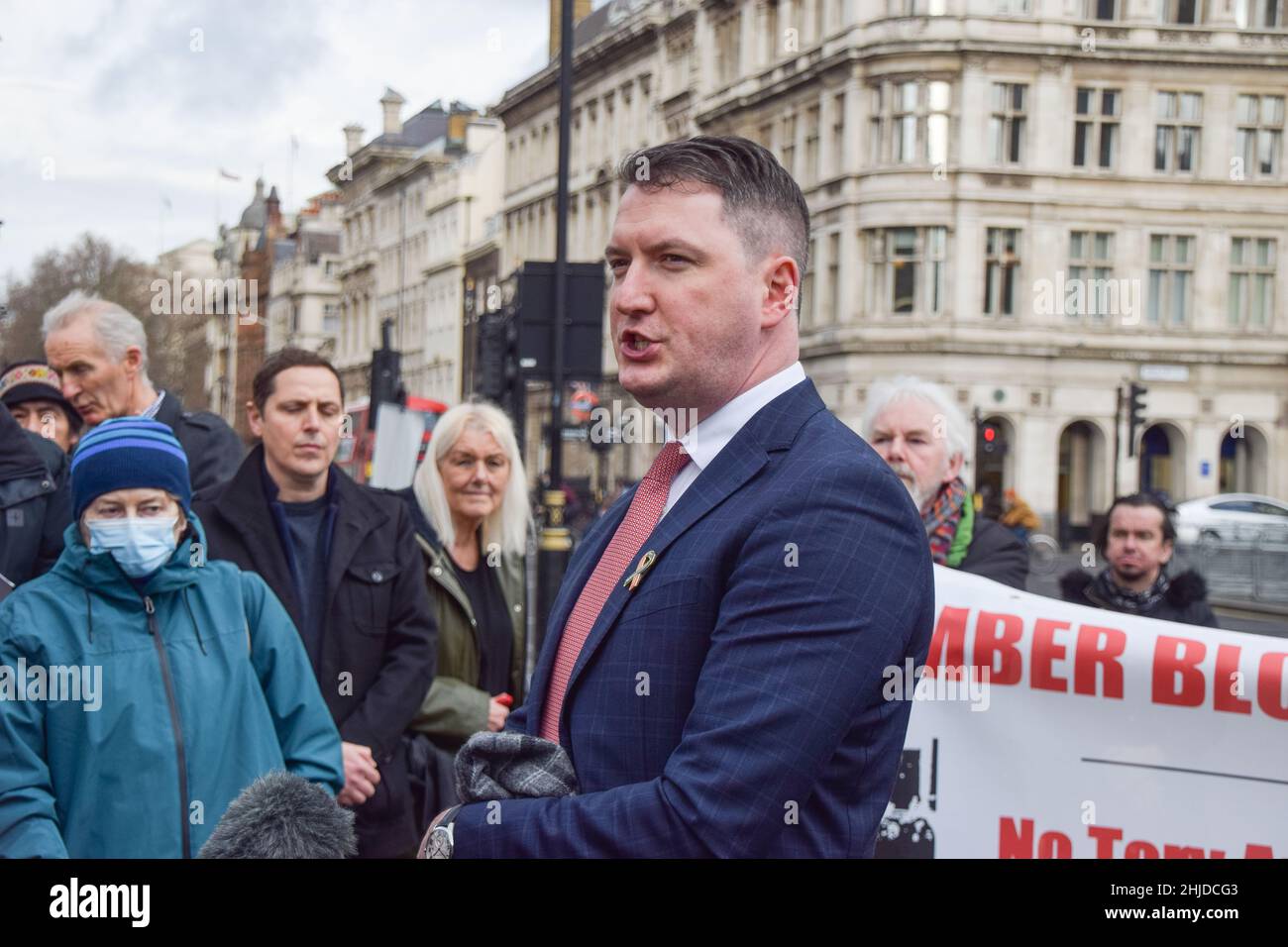 London, UK 27th January 2022. Sinn Fein MP John Finucane speaks during ...