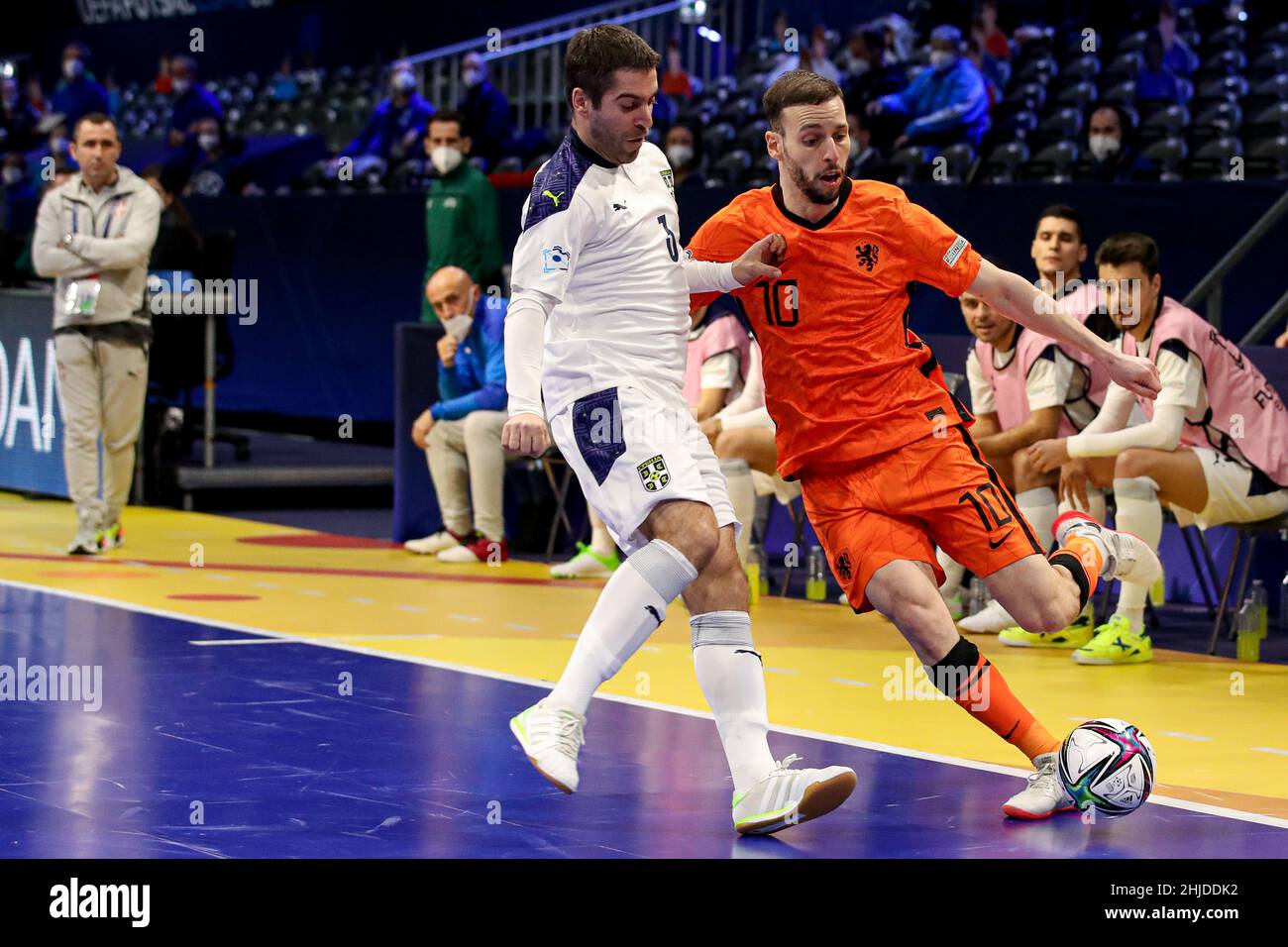 AMSTERDAM, NETHERLANDS - JANUARY 28: Mladen Kocic of Serbia, Mohamed Attaibi of the Netherlands ...