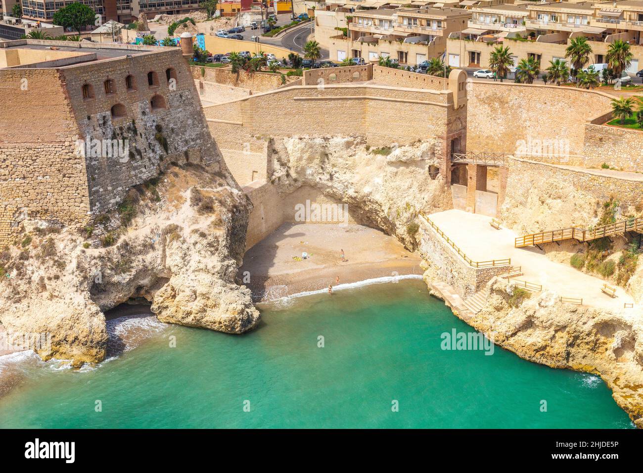 City walls with beach in Melilla, Spanish province in Morocco Stock ...