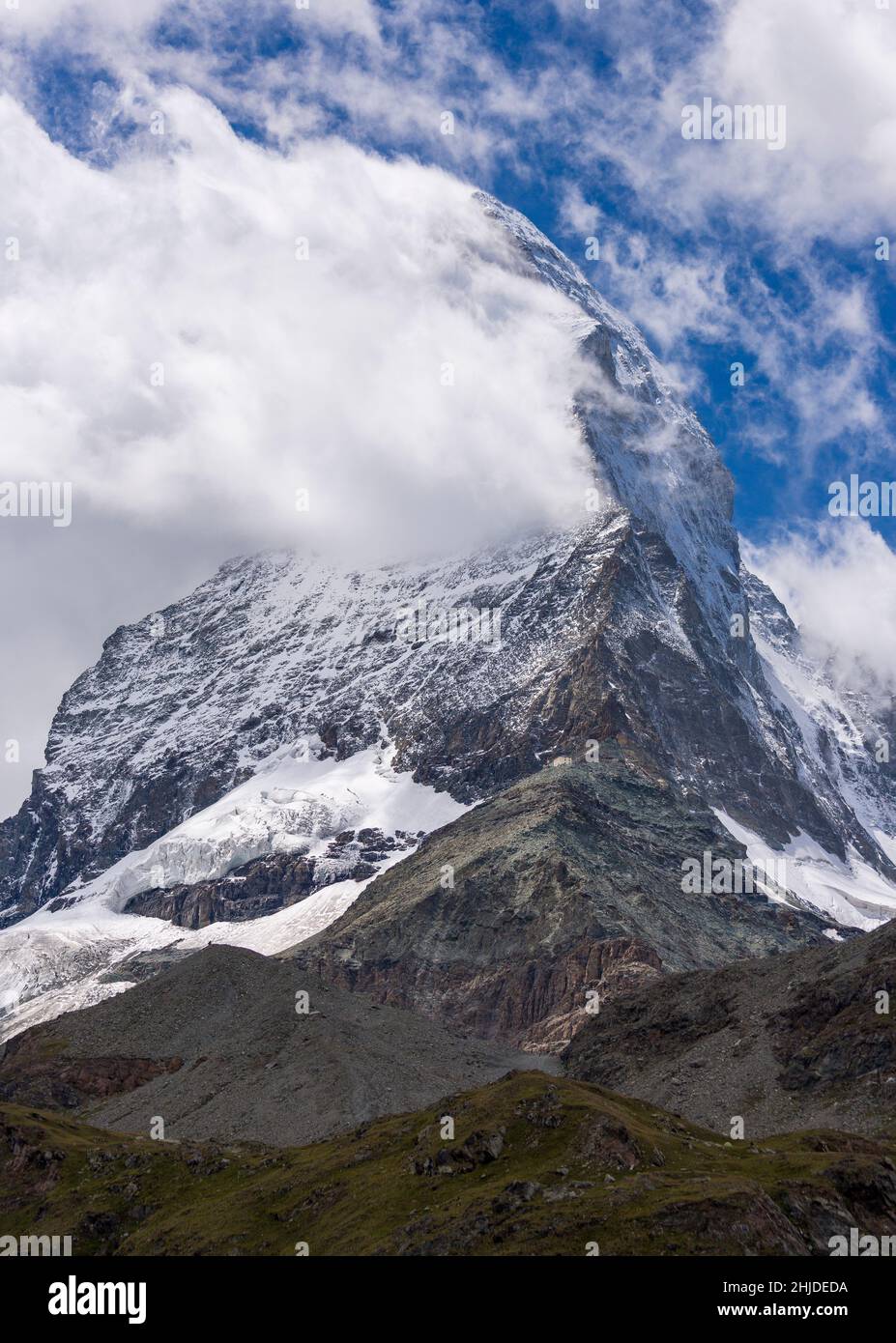 ZERMATT, SWITZERLAND - The Matterhorn, a mountain 4,470 meters (14,692 ...