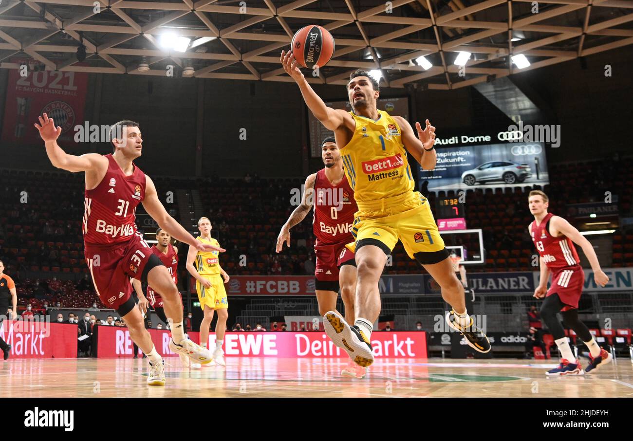 Munich, Germany. 28th Jan, 2022. Basketball: Euroleague, FC Bayern ...