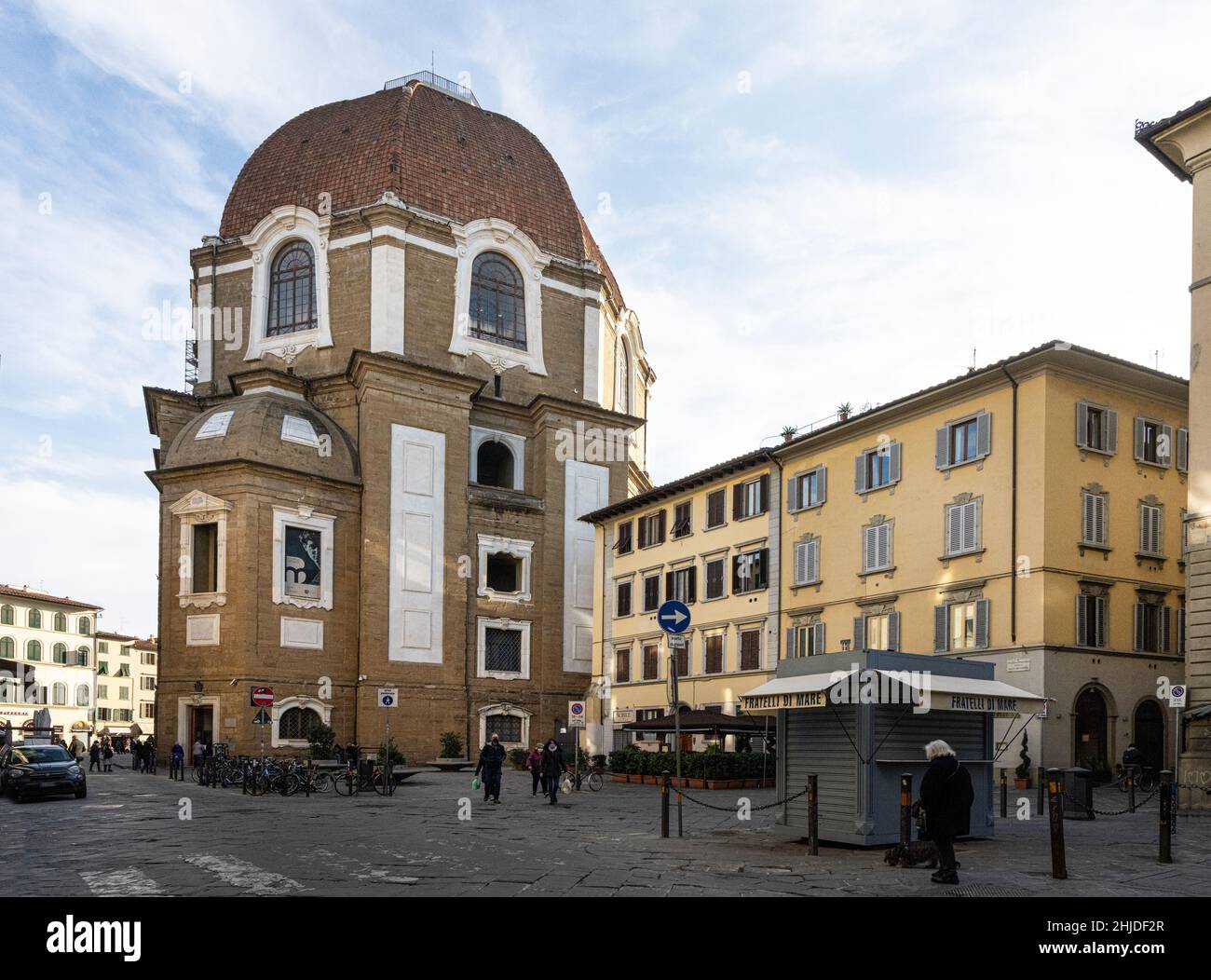 Florence, Italy. January 2022. Chapel with dome that houses the tombs ...