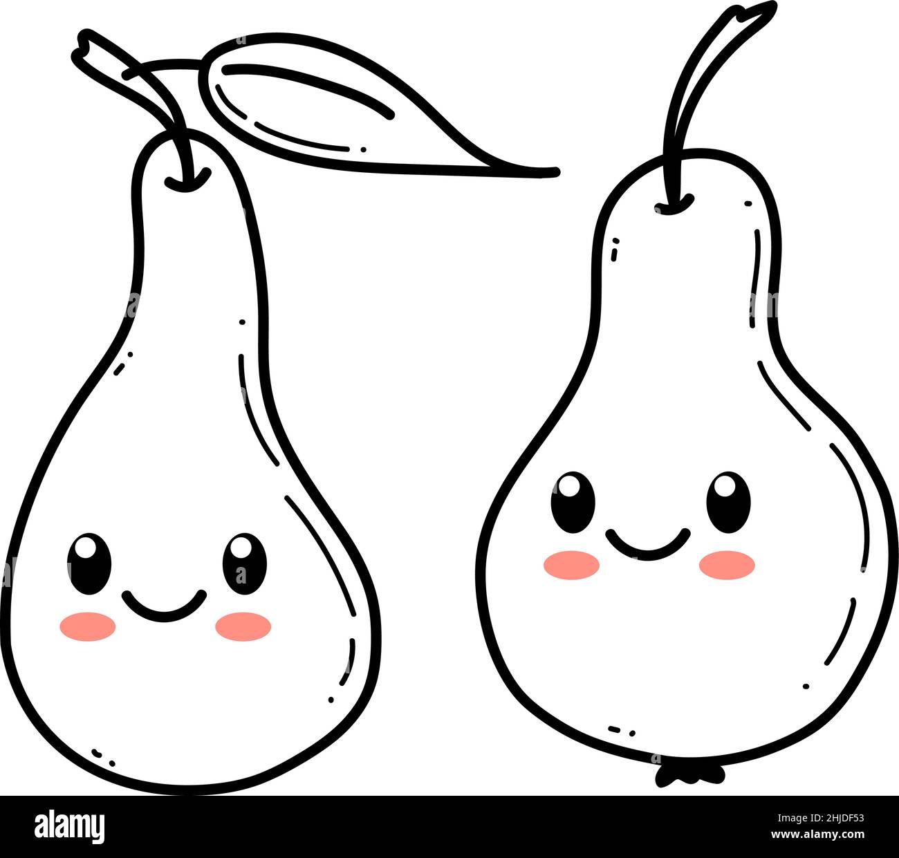 Funny cute pear character. Vector flat pear cartoon kids happy ...