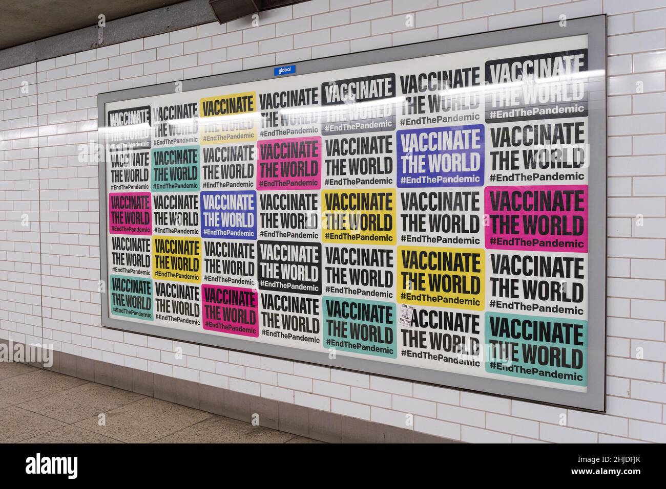 huge poster on the billboard showing a collections of multiple messages ...