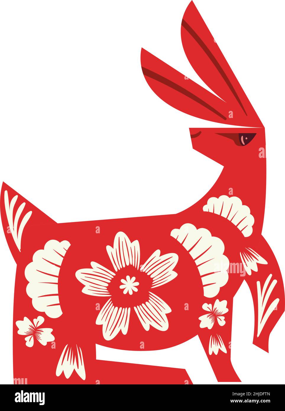 red chinese zodiac rabbit over white Stock Vector Image & Art - Alamy