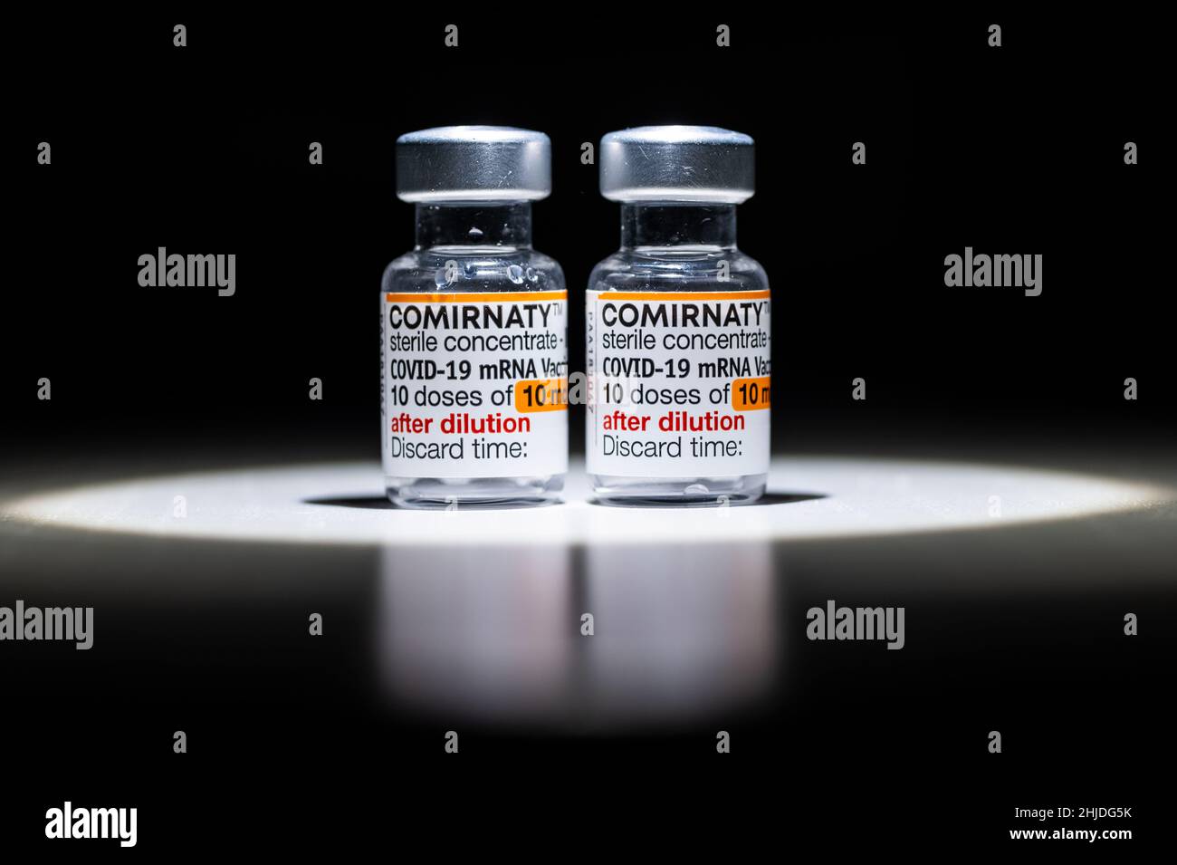 In this photo illustration vials of COMIRNATY (Pfizer BioNTech) vaccine ...