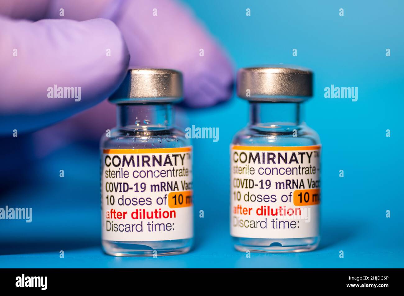 In this photo illustration vials of COMIRNATY (Pfizer BioNTech) vaccine ...