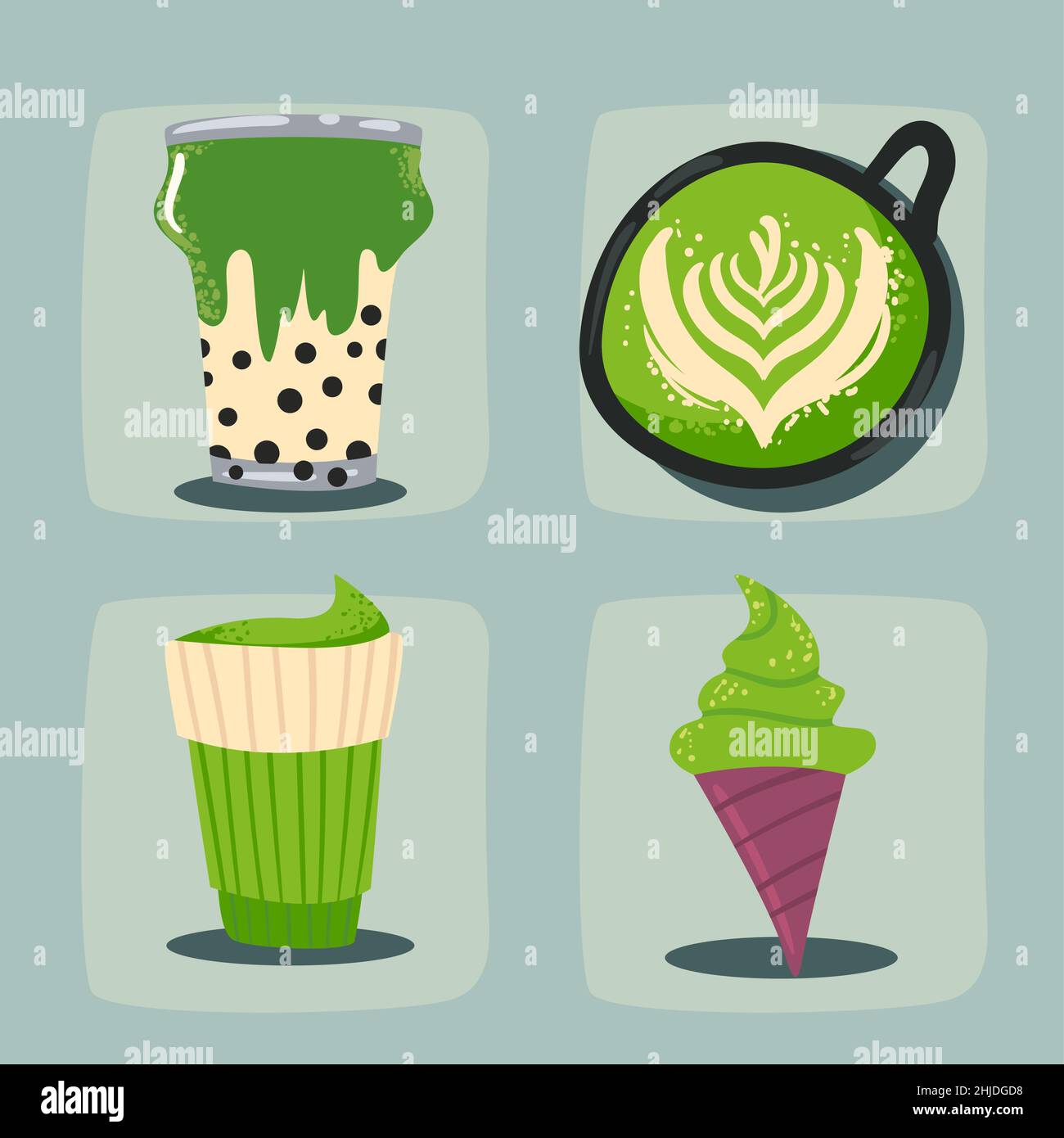 set of four matcha icons Stock Vector Image & Art - Alamy